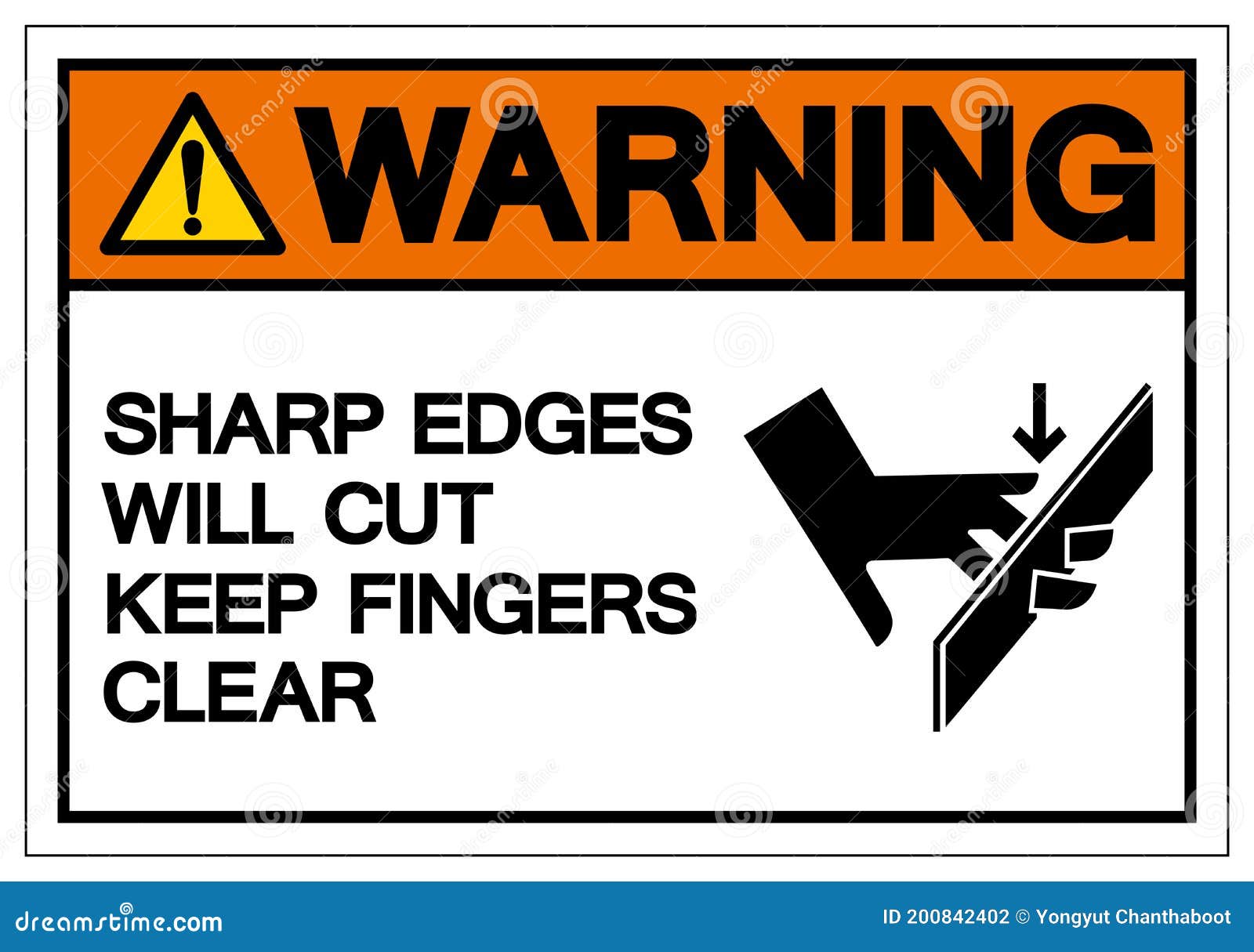 Warning Sharp Edges Will Cut Keep Fingers Clear Symbol Sign ,Vector ...