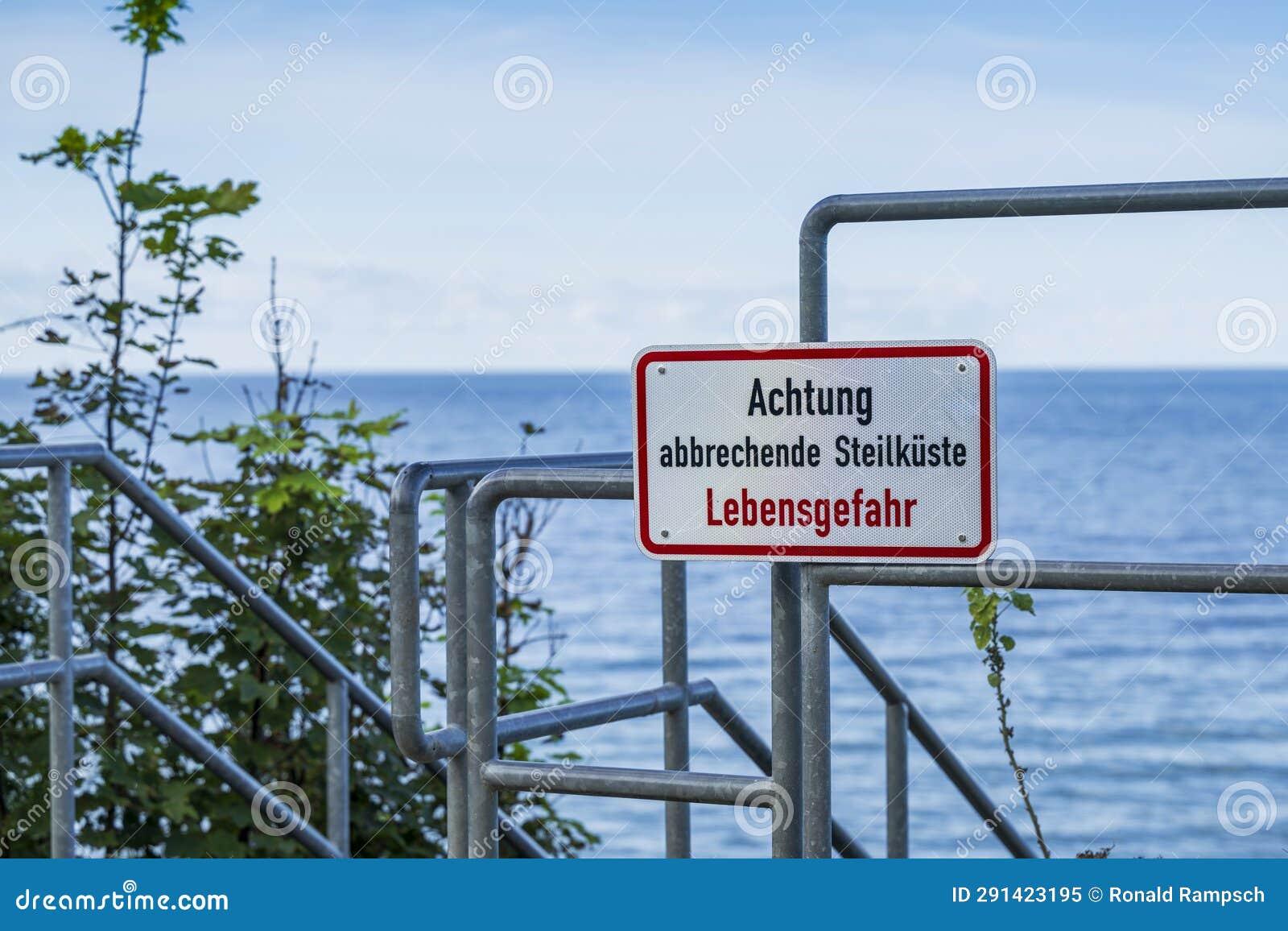 Warning sign on a railing stock image. Image of railing - 291423195