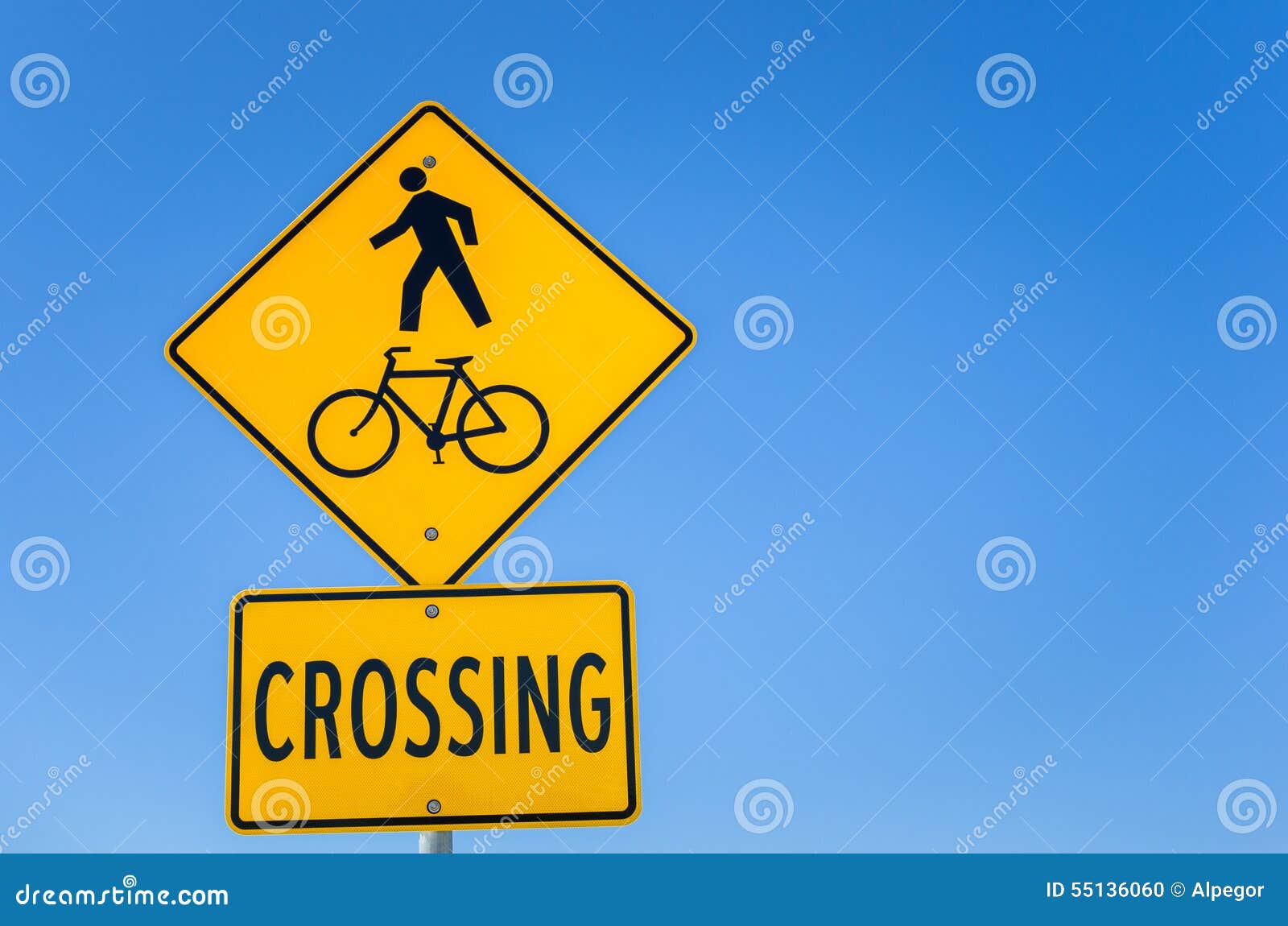 Warning Sign Against Pedestrian and Bicycle Crossing Stock Photo ...