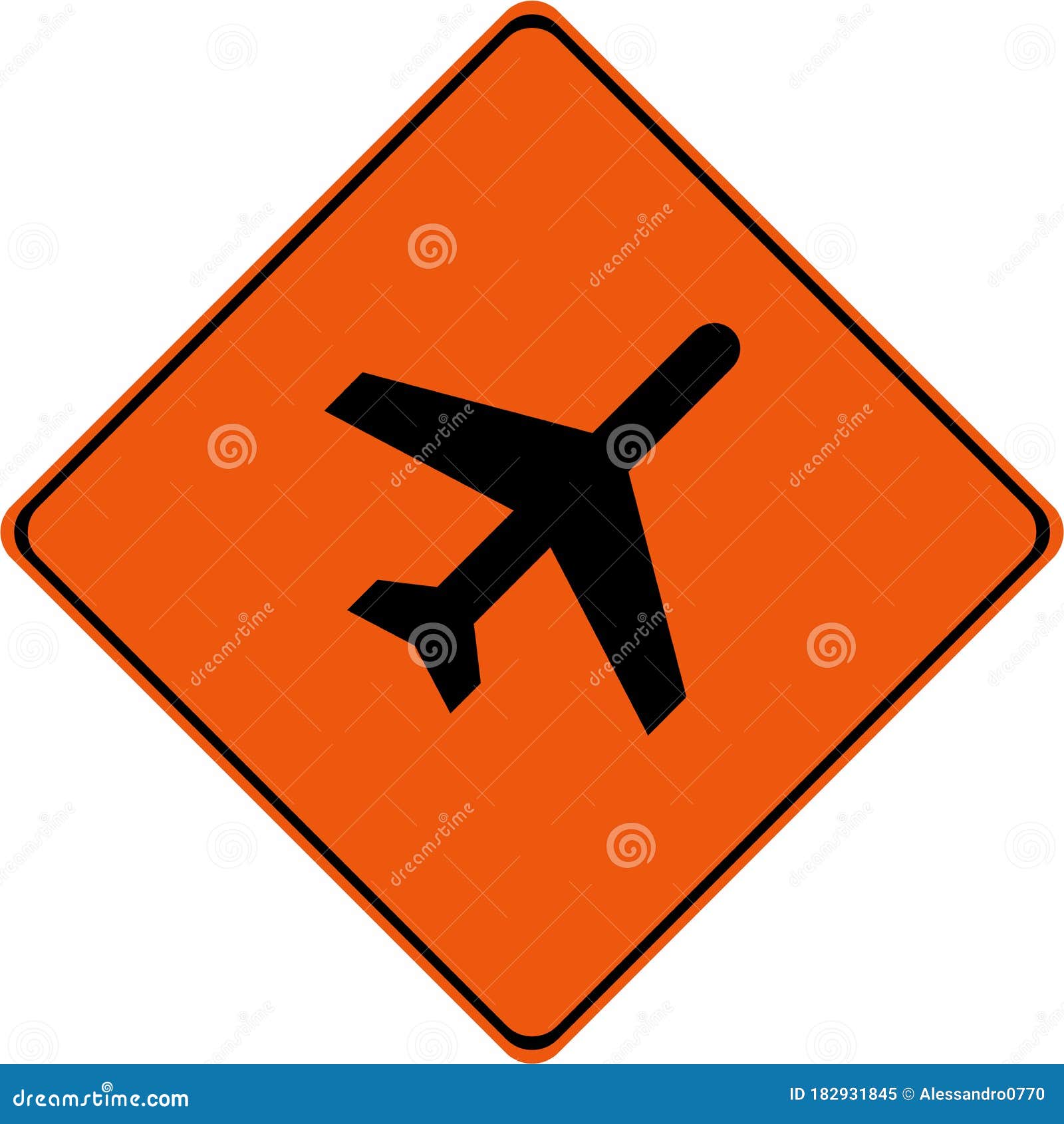 Warning sign with airplane stock illustration. Illustration of roadwork ...