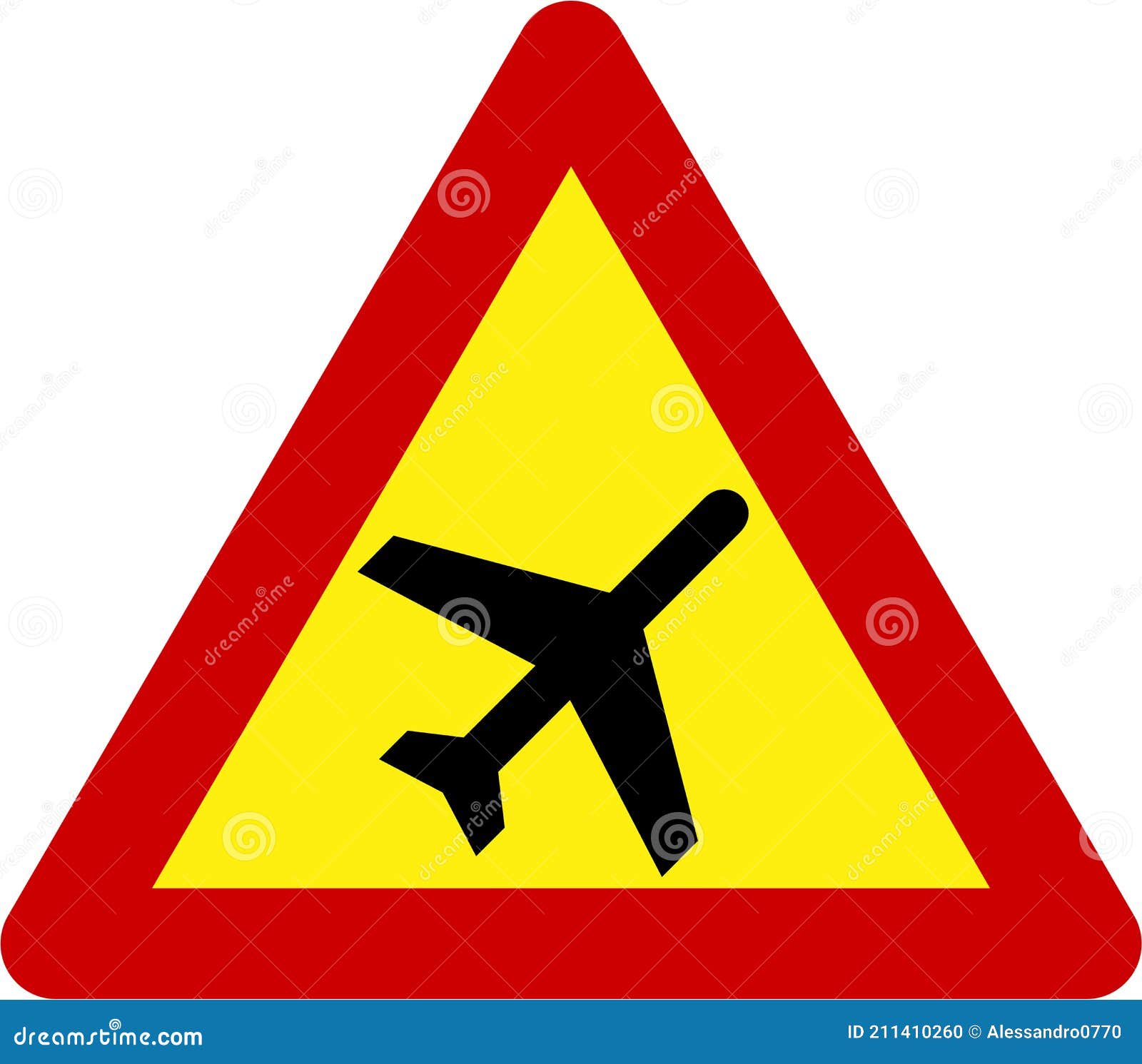 Warning sign with airplane stock illustration. Illustration of danger ...