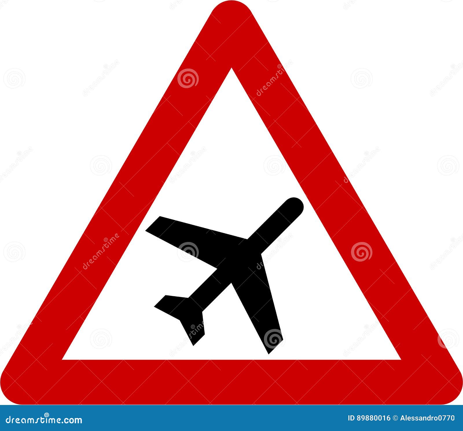 Warning sign with airplane stock illustration. Illustration of ...