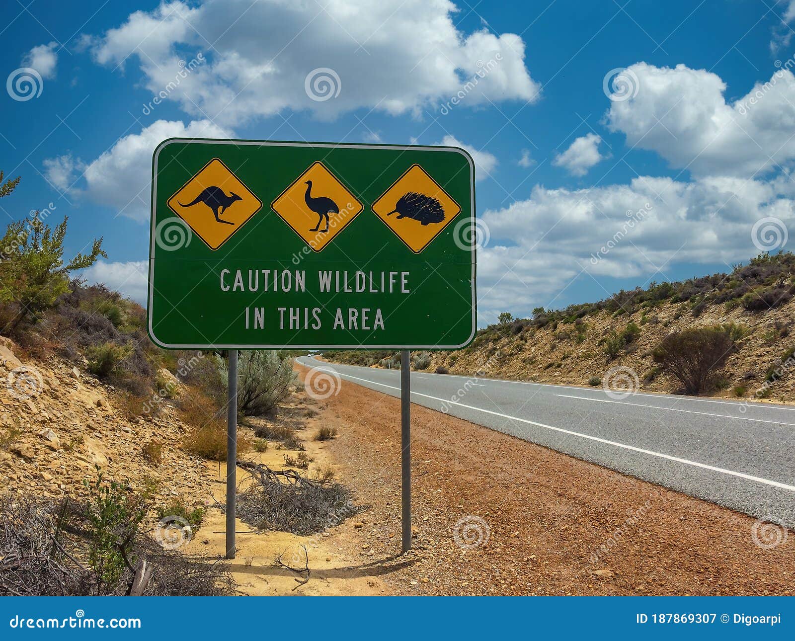 Warning Sign for Animals in Australia on the Road Stock Image - Image ...