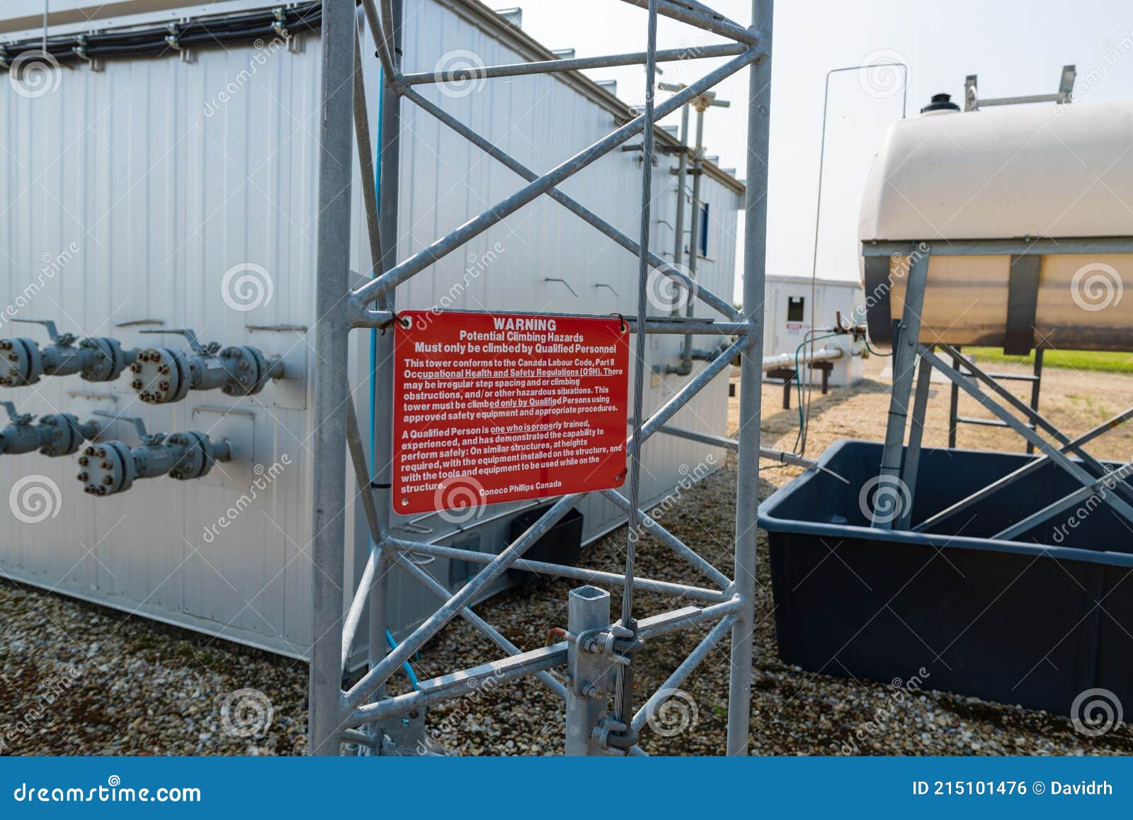 Warning Sign on an Antenna Tower at an Energy Facility in Alberta ...