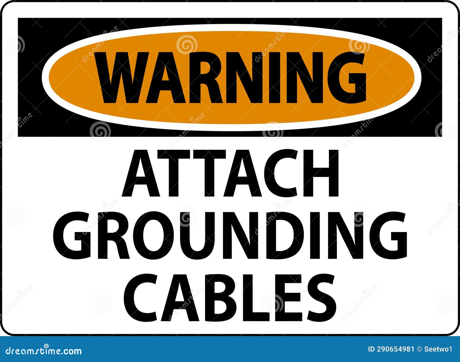 Warning Sign Attach Grounding Cables Stock Vector - Illustration of ...