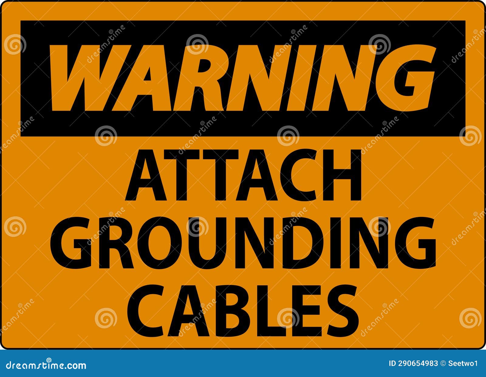 Warning Sign Attach Grounding Cables Stock Vector - Illustration of ...