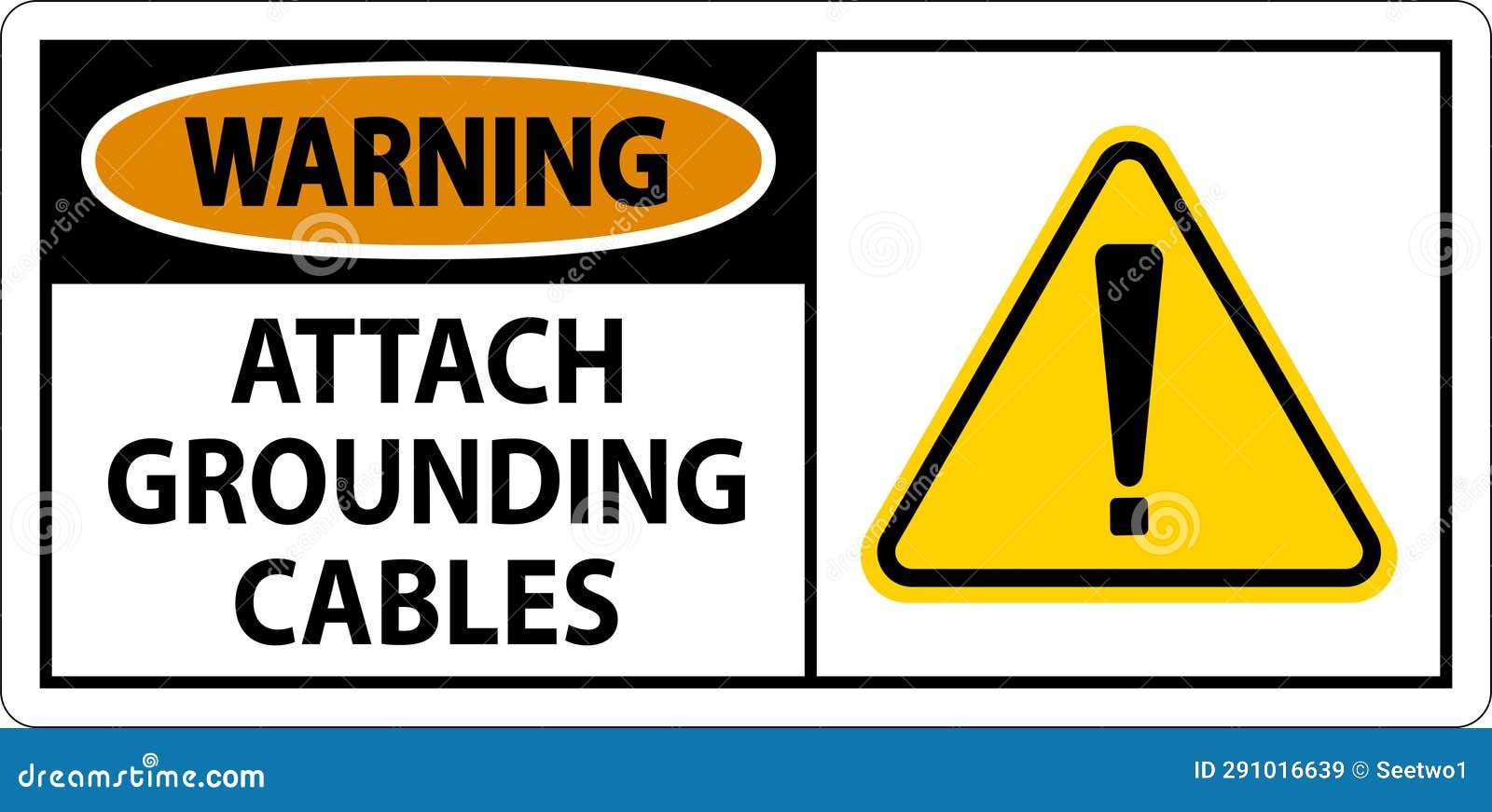 Warning Sign Attach Grounding Cables Cartoon Vector | CartoonDealer.com ...