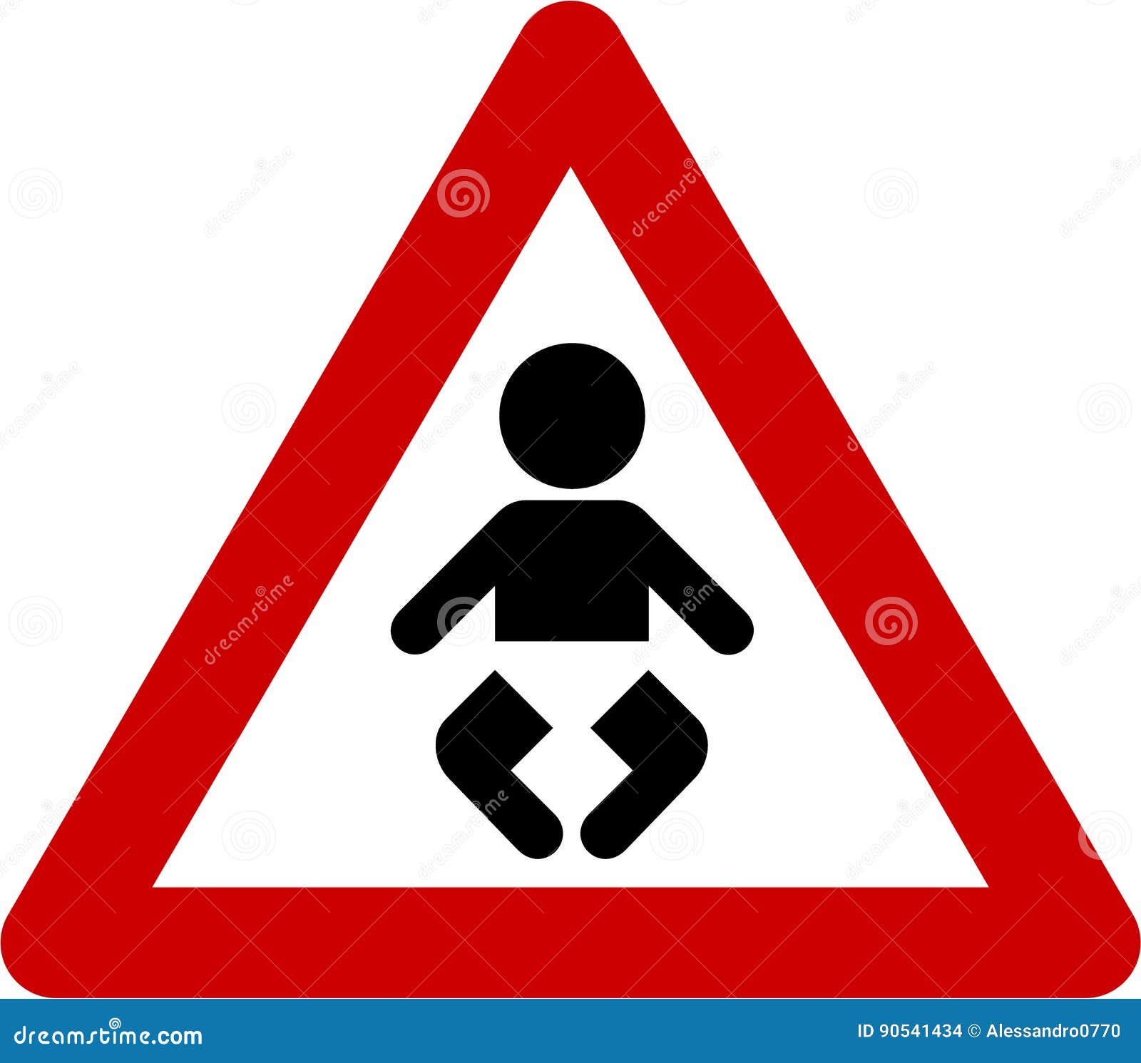 Warning sign with baby stock illustration. Illustration of black - 90541434