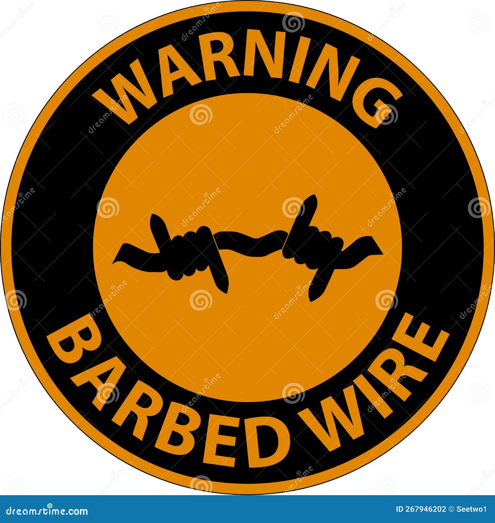 Warning Sign Barbed Wire on White Background Stock Vector ...