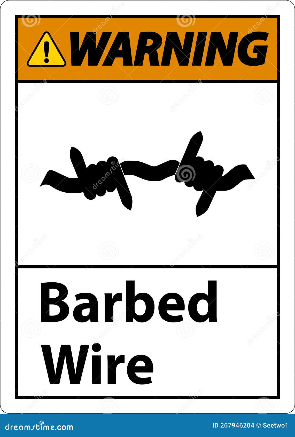 Warning Barbed Wire Symbol Sign, Vector Illustration, Isolate On White ...