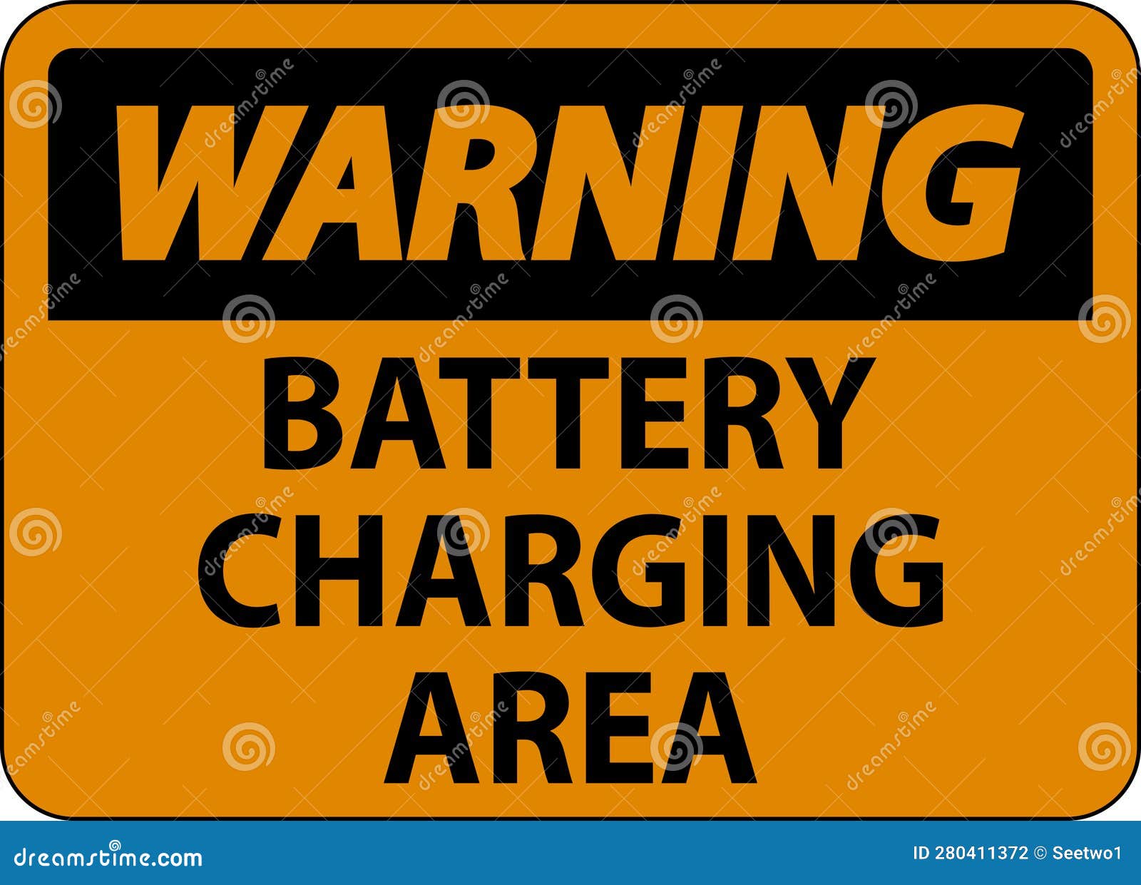 Warning Sign Battery Charging Area on White Background Stock Vector ...