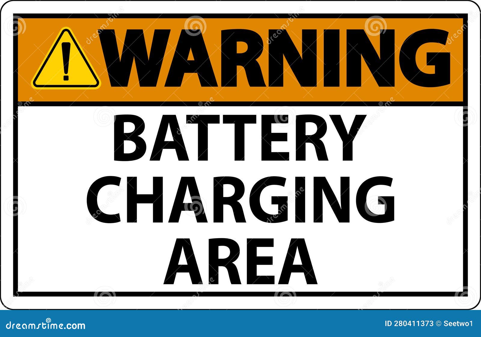 Warning Sign Battery Charging Area on White Background Stock Vector ...