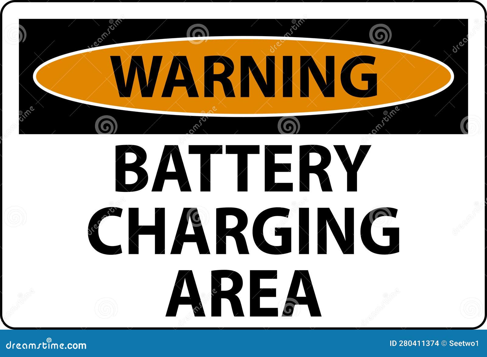 Warning Sign Battery Charging Area on White Background Stock Vector ...