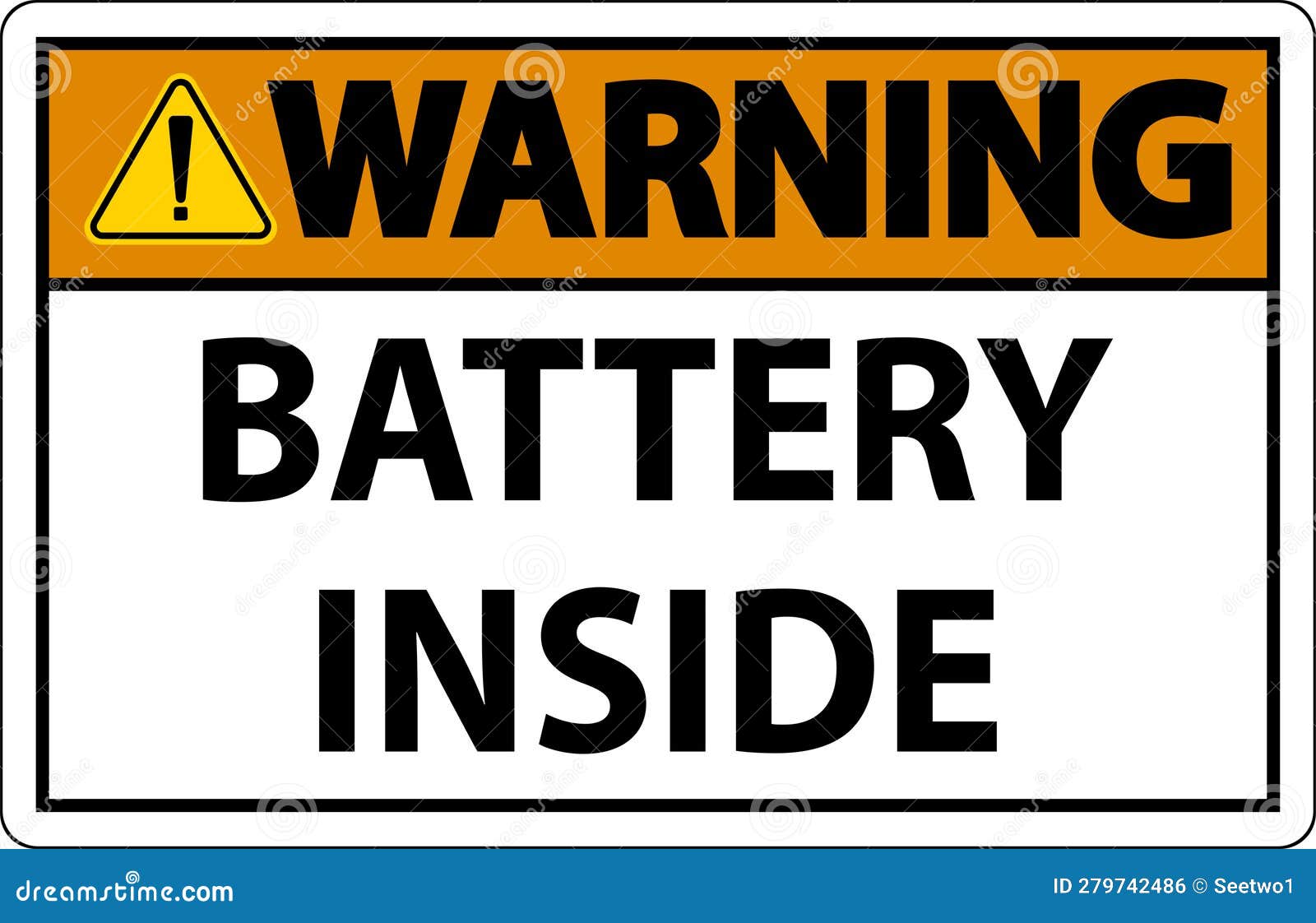 Warning Sign Battery Inside on White Background Stock Vector ...