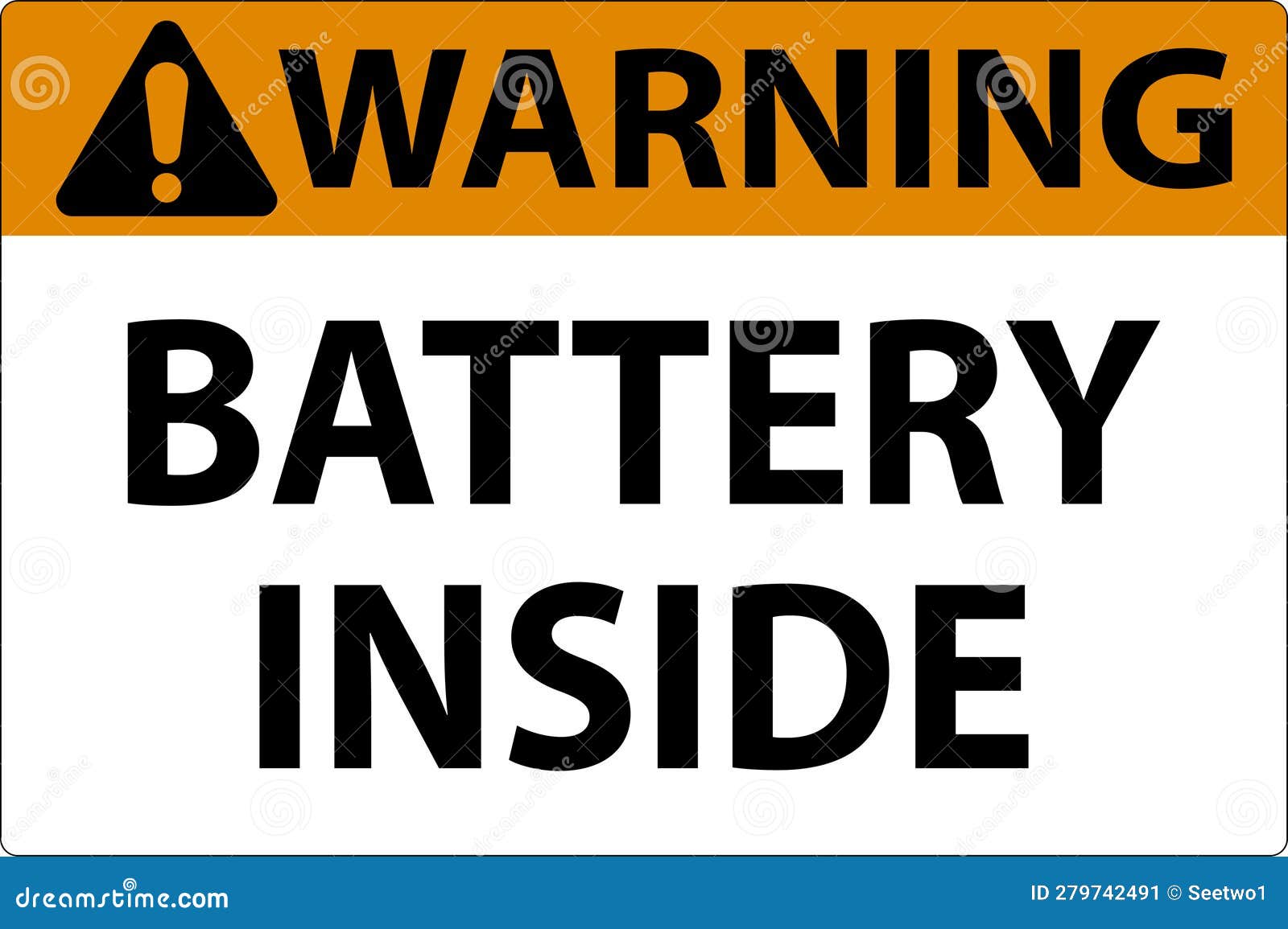 Warning Sign Battery Inside on White Background Stock Vector ...