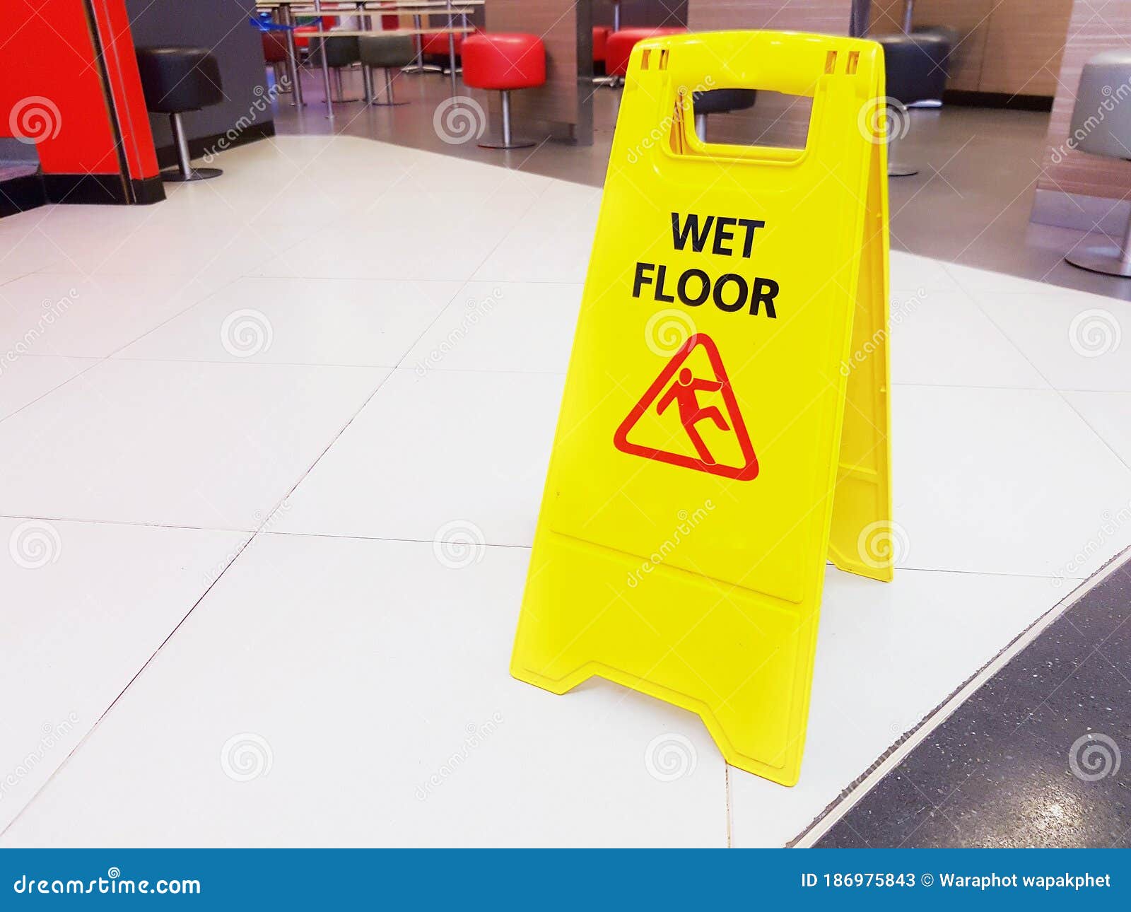 Warning Sign Be Careful of Slippery Floors. Stock Image - Image of ...