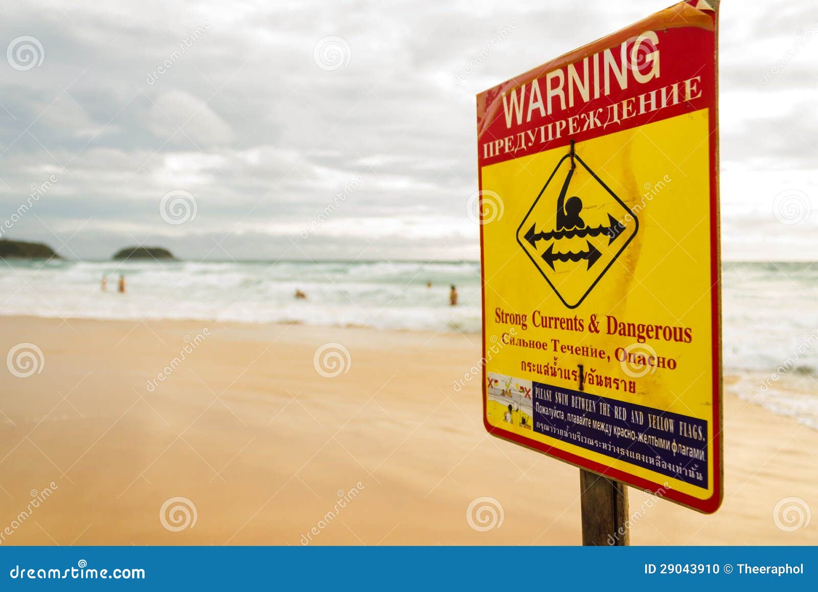 Warning Sign on the beach stock photo. Image of sign - 29043910
