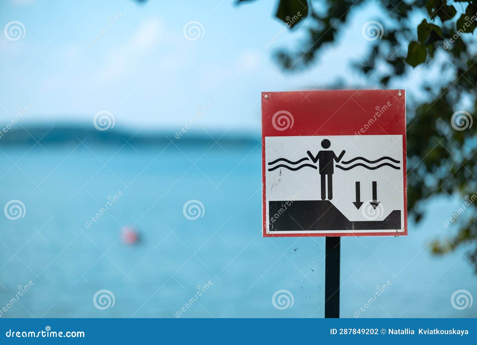 Warning Sign on the Beach. Great Depth Stock Photo - Image of nature ...