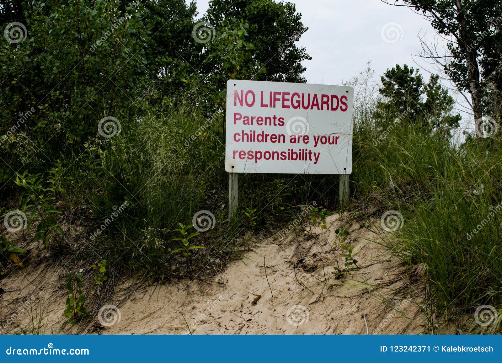Warning Sign on the Beach No Lifeguard on Duty Stock Image - Image of ...