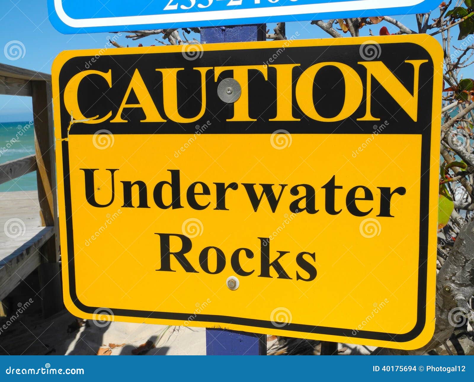 Warning Sign stock photo. Image of wood, boardwalk, aqua - 40175694