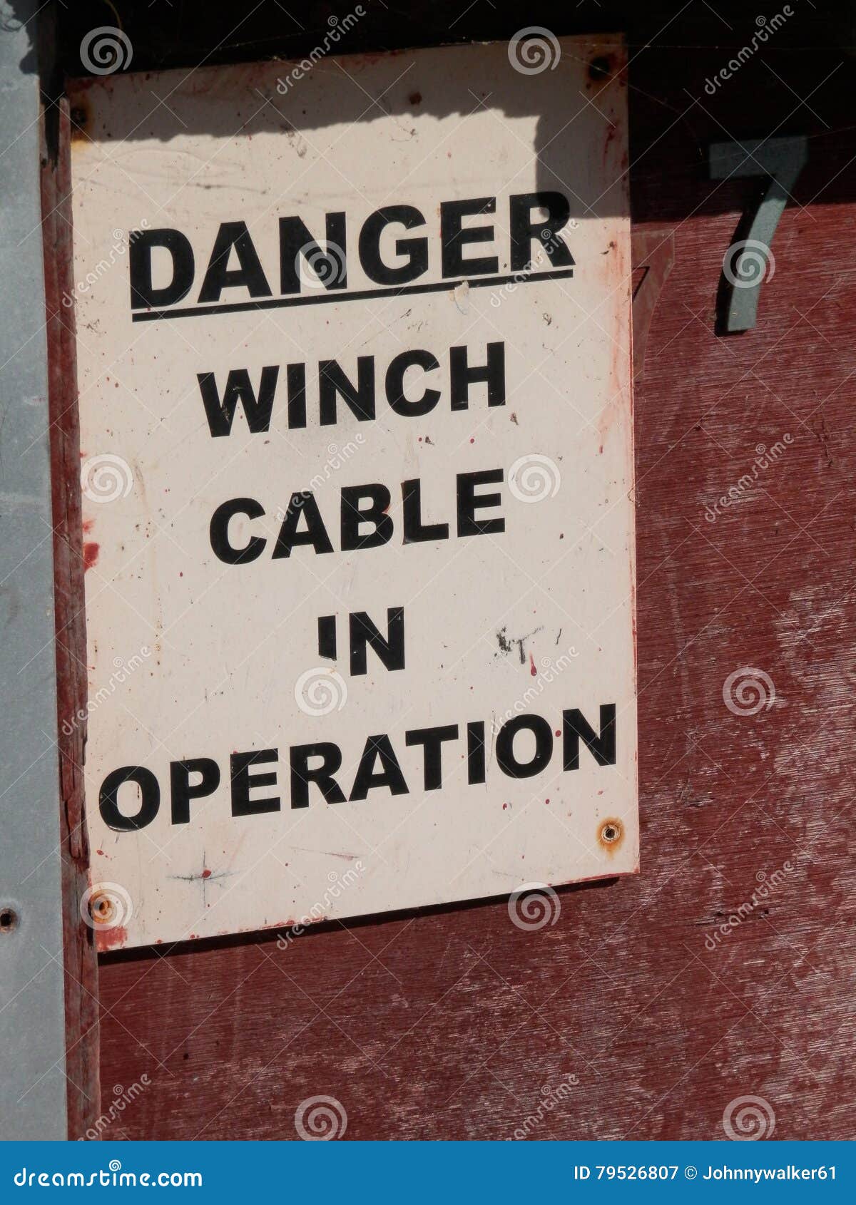 Warning Sign on Beach stock image. Image of winch, warning - 79526807