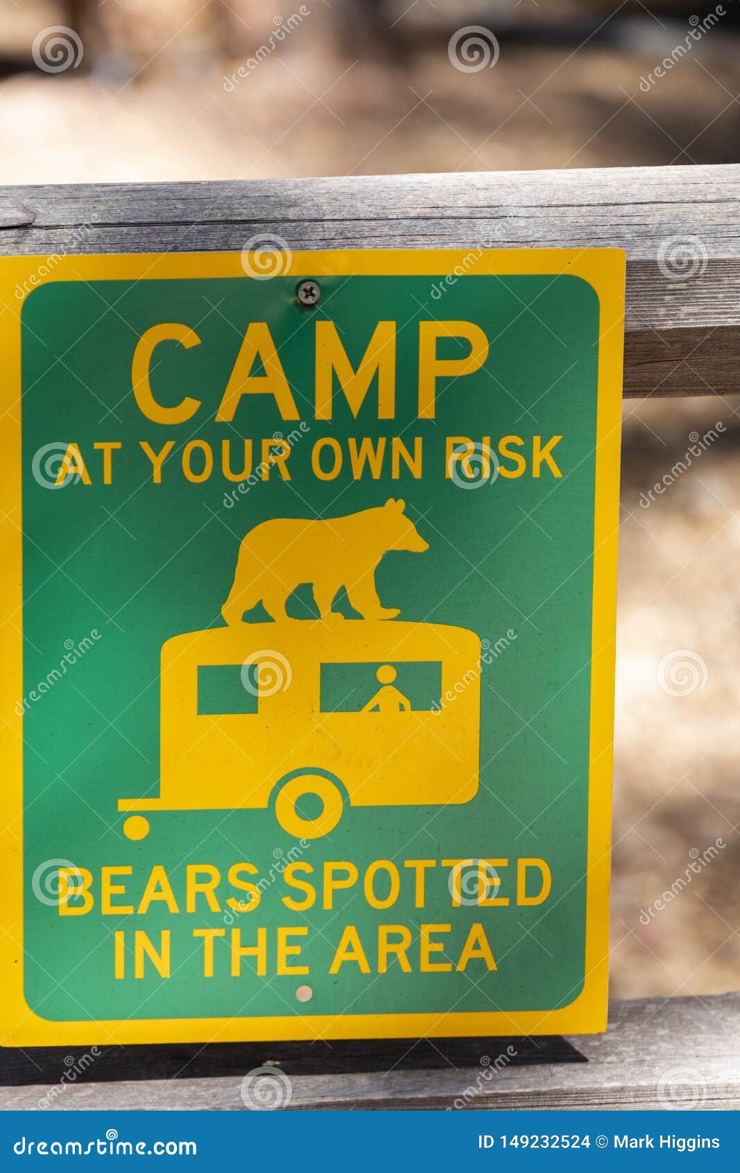 Warning sign for bears stock photo. Image of yellow - 149232524
