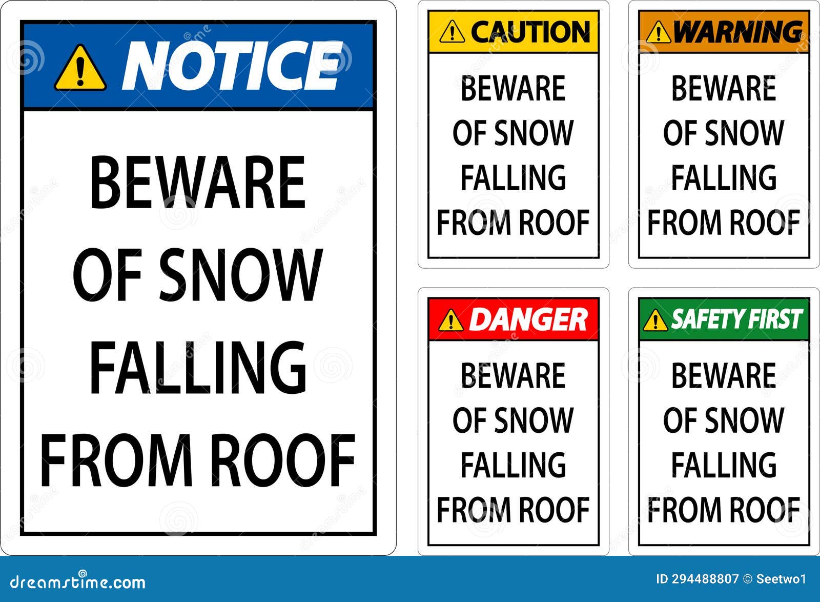 Warning Sign Beware of Snow Falling from Roof Stock Vector ...