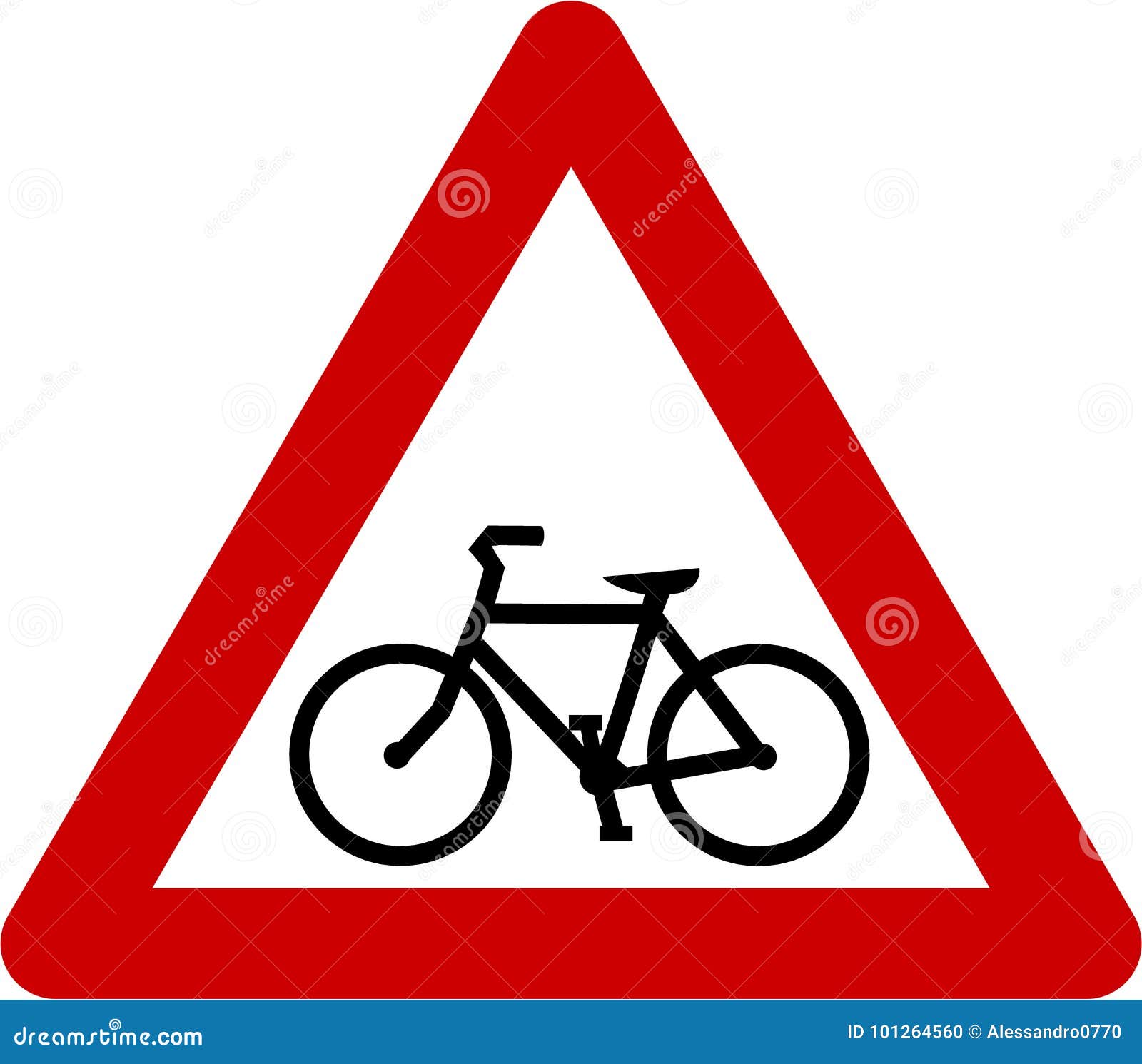 Warning sign with bicycle stock illustration. Illustration of road ...