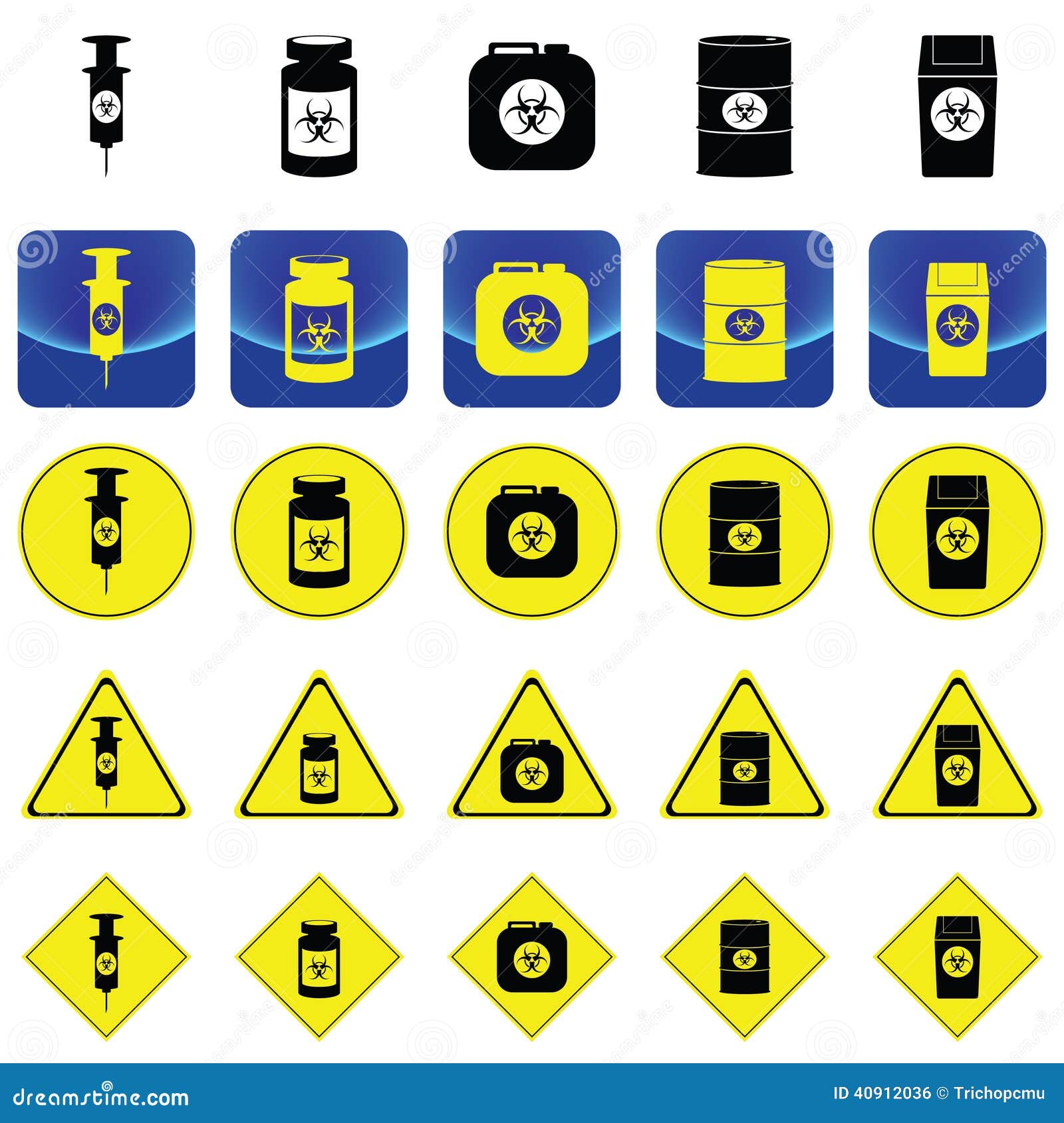 Warning Sign for Bio Hazard in Syringe and Containers Stock Vector ...