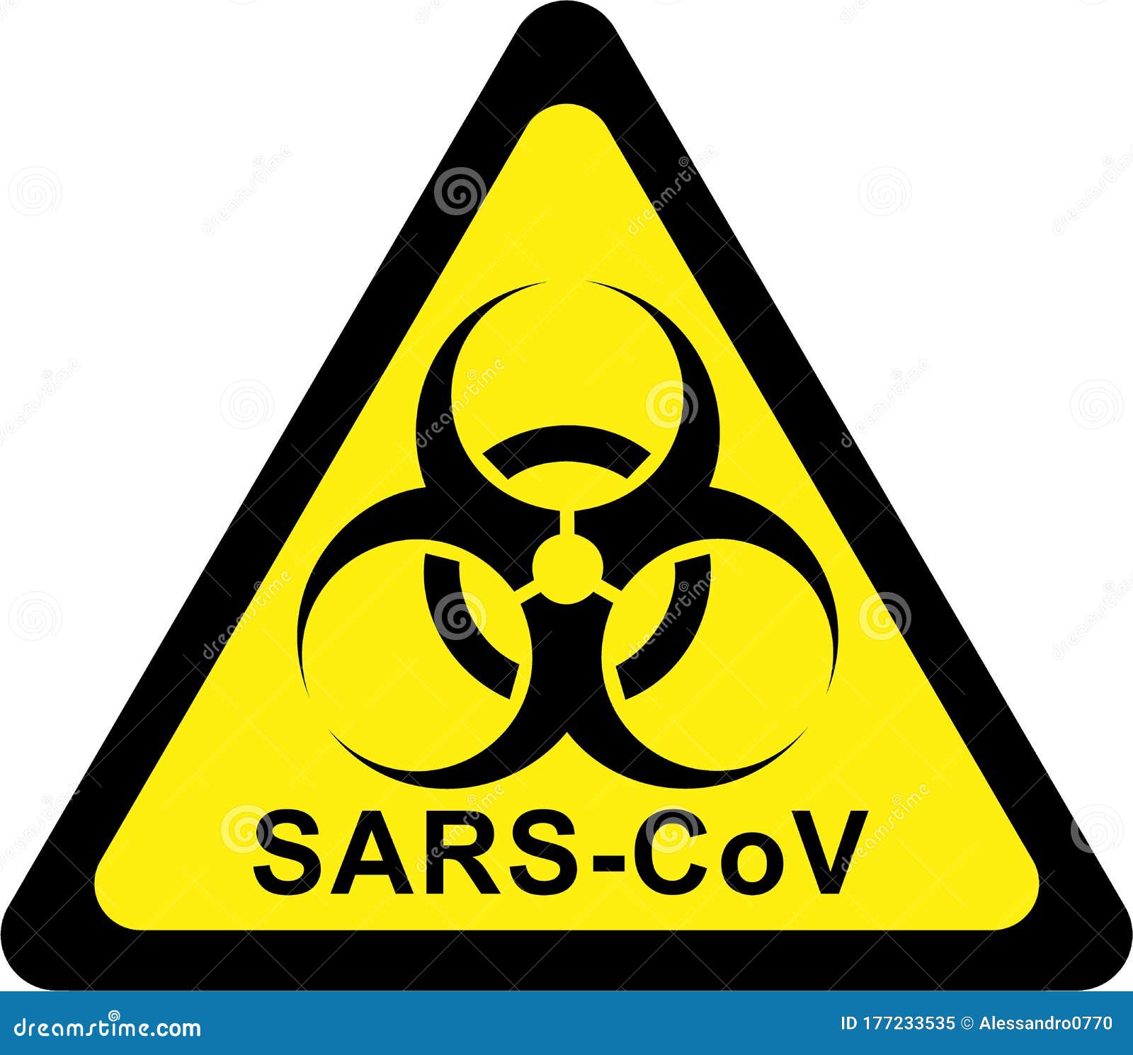 Warning Biohazard Sign with SARS-CoV Text Stock Illustration ...