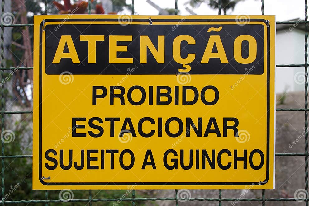 Warning Sign - Brazilian Portuguese Stock Image - Image of grid ...