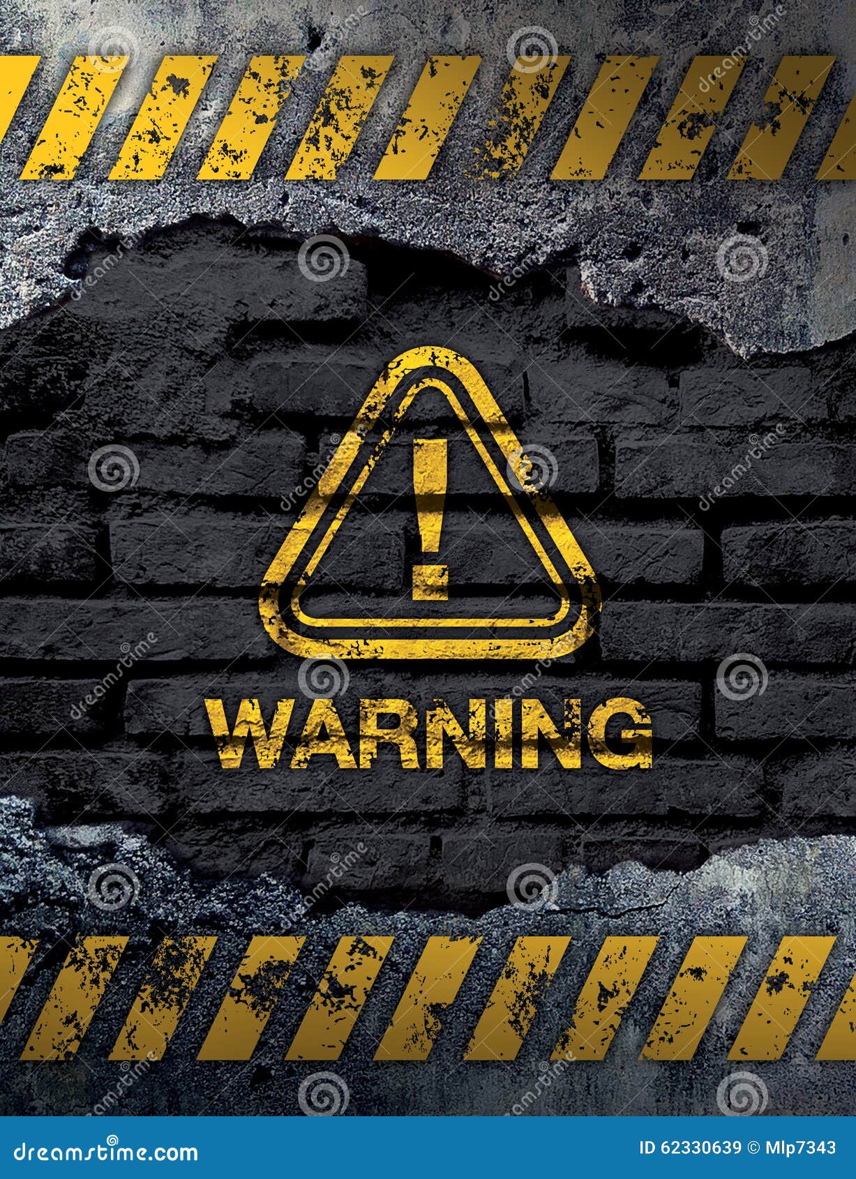 Warning sign stock image. Image of cracked, brick, labels - 62330639