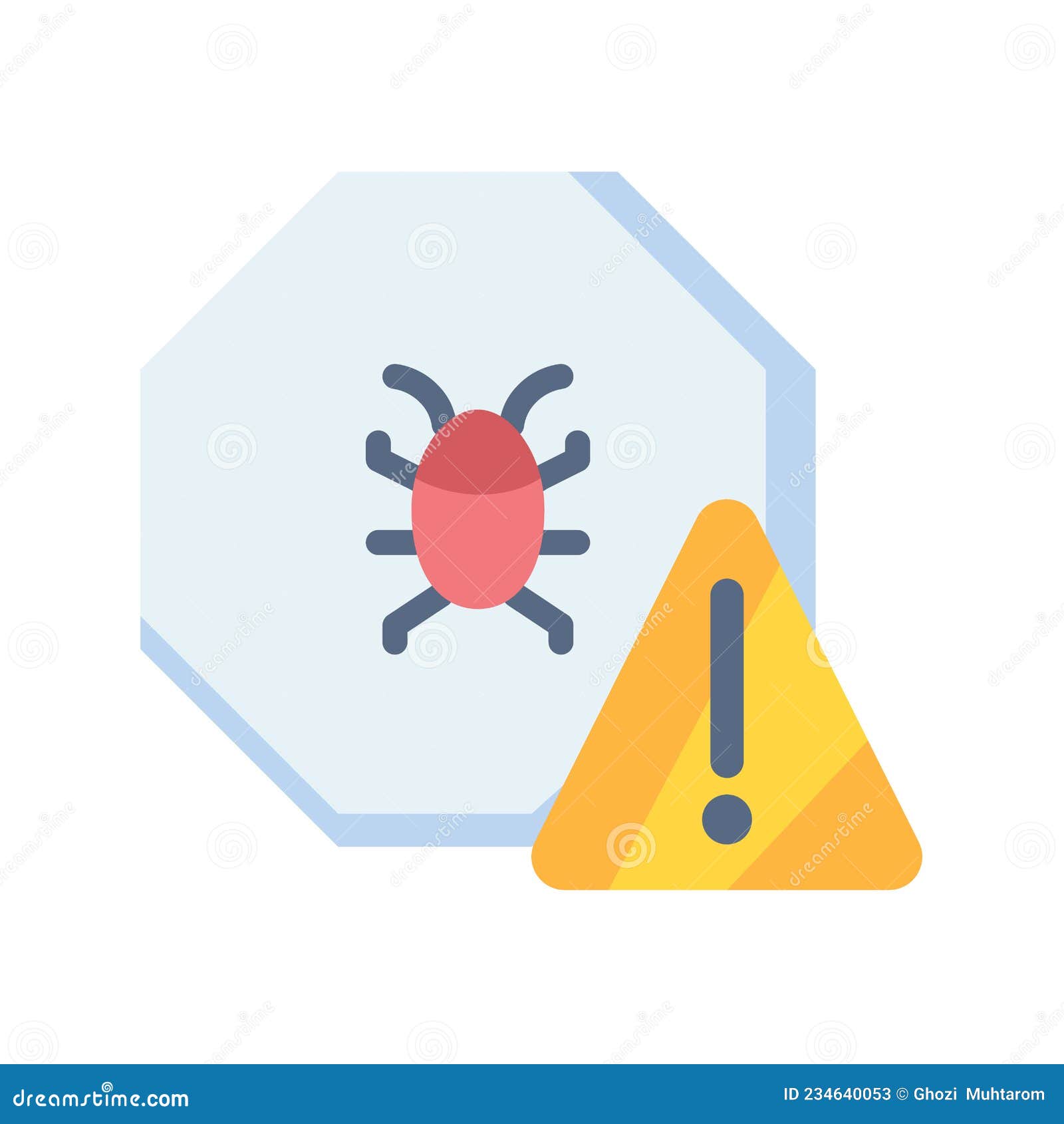 Warning Sign Bug Alert Danger Single Isolated Icon with Flat Style ...
