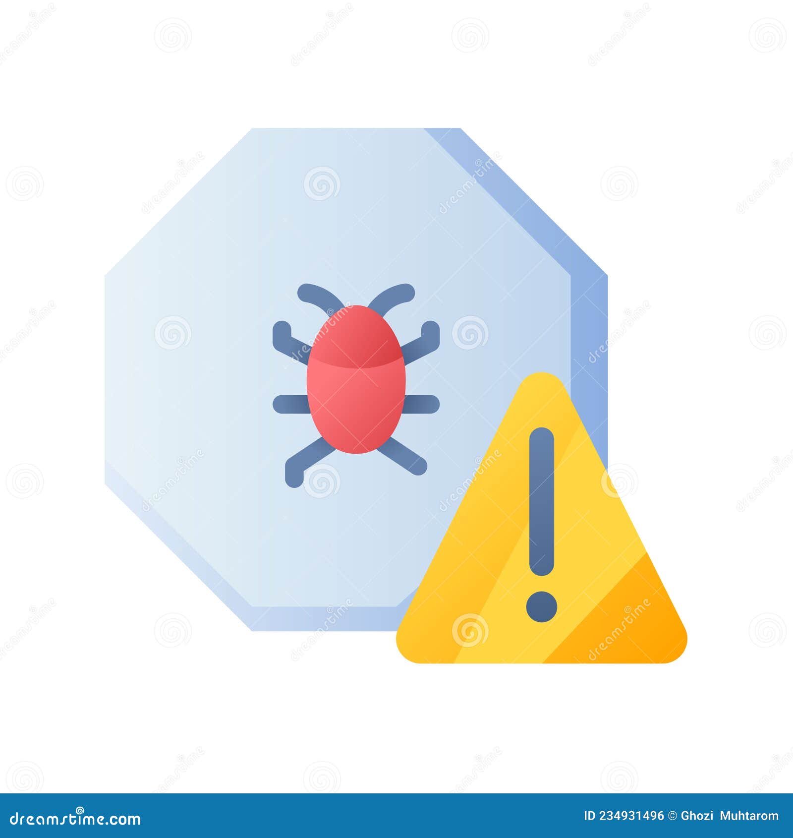 Warning Sign Bug Alert Danger Single Isolated Icon with Smooth Style ...
