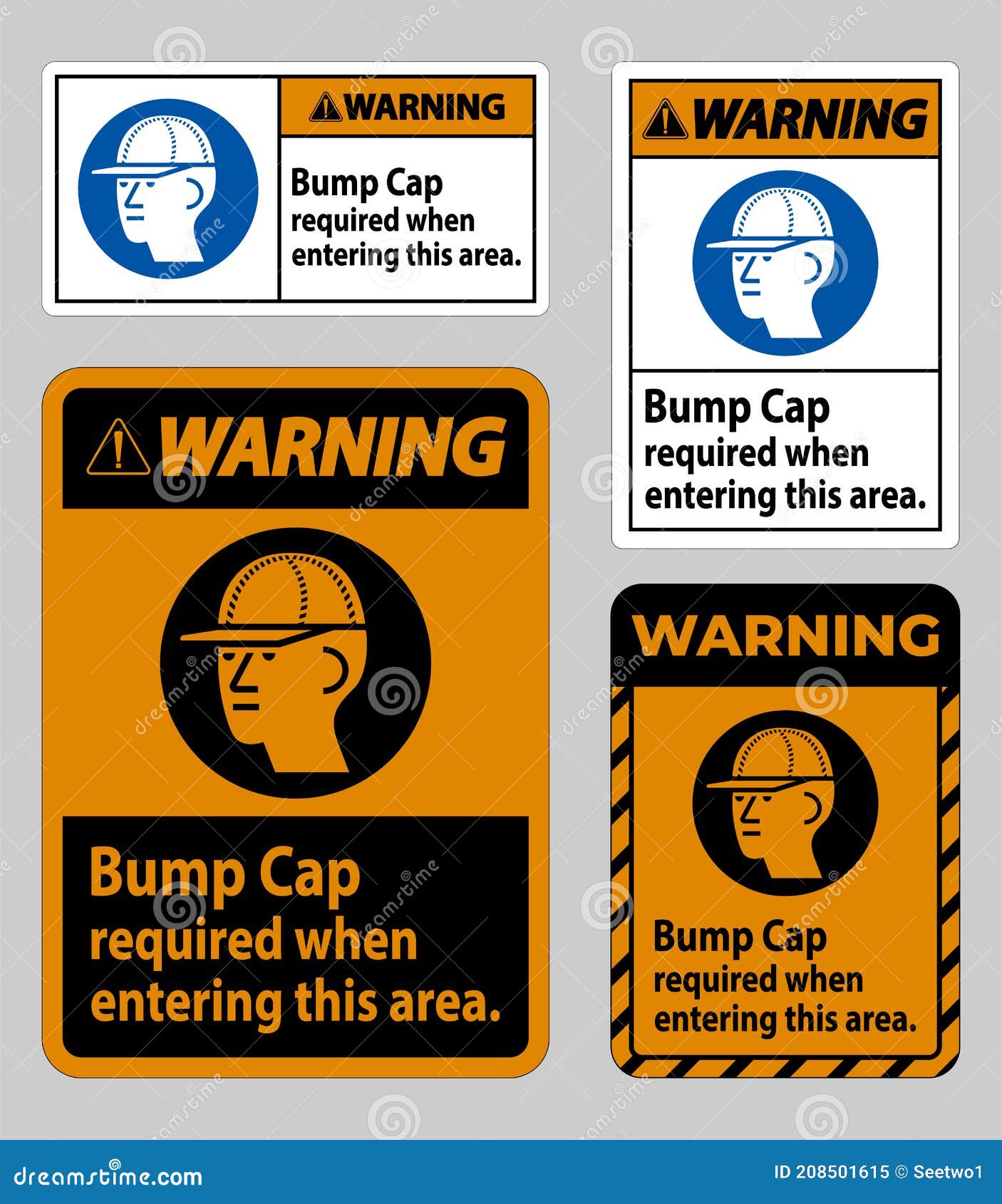 Warning Sign Bump Cap Required when Entering this Area Stock Vector ...