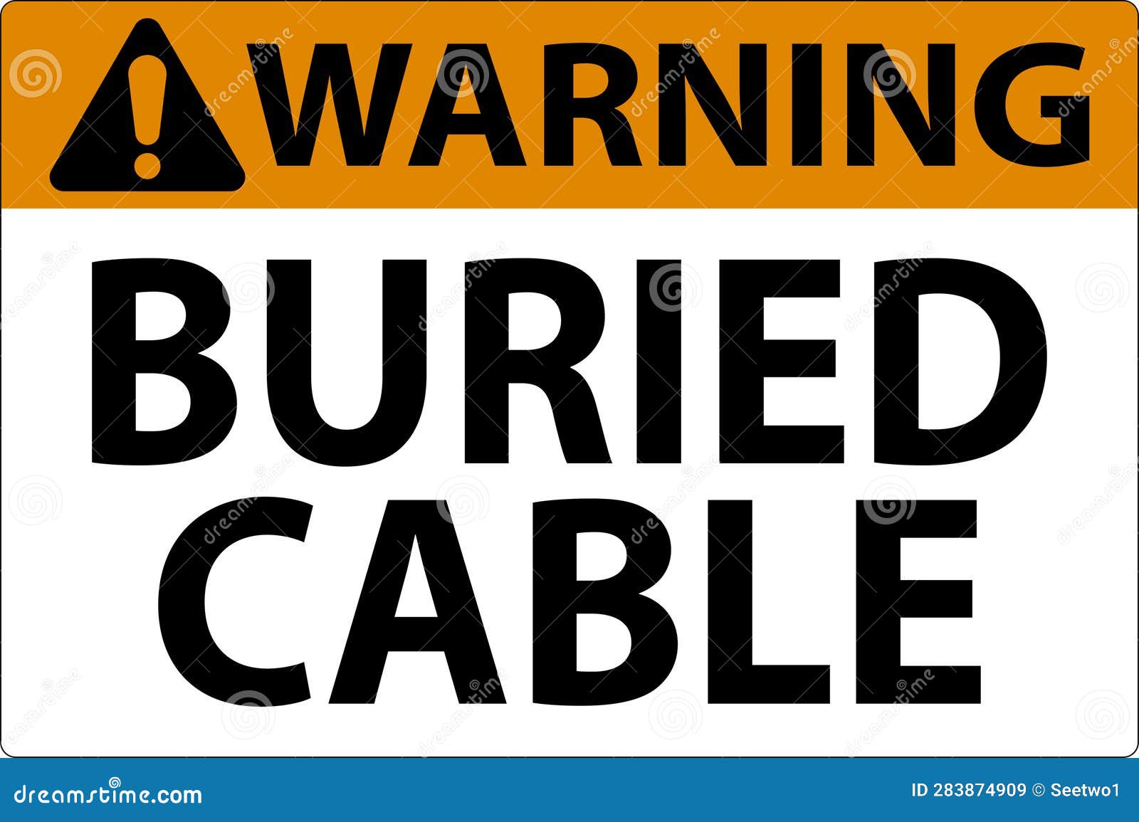 Warning Sign Buried Cable on White Background Stock Vector ...