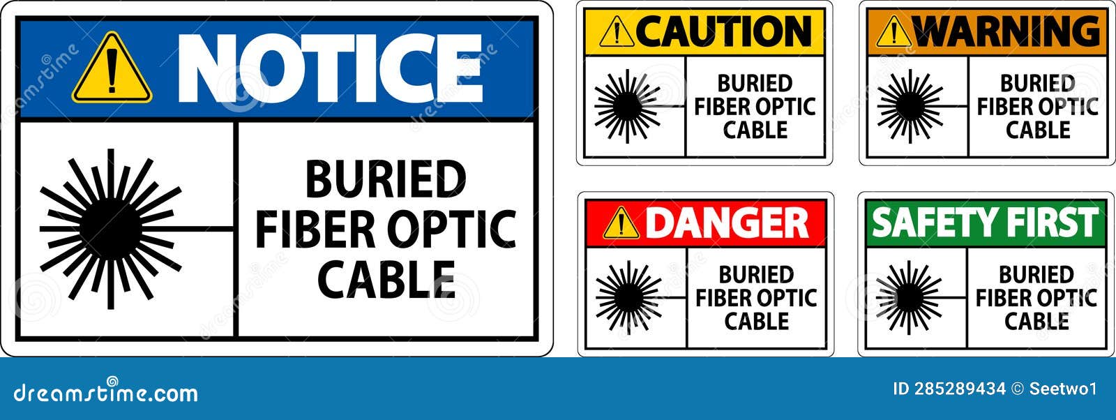 Warning Sign, Buried Fiber Optic Cable Stock Illustration ...