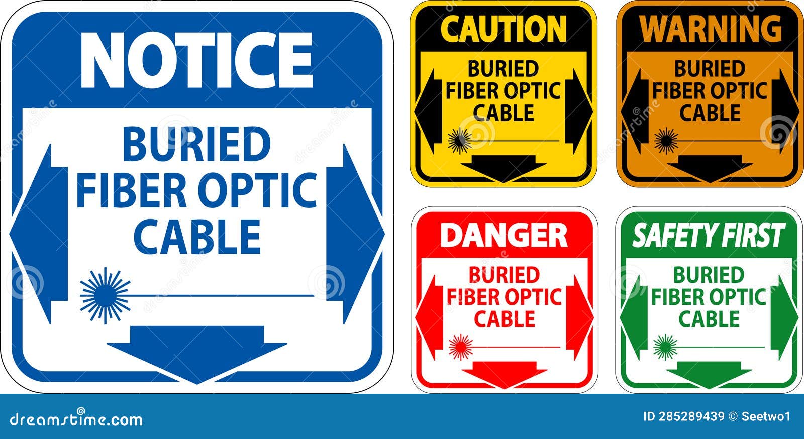Warning Sign, Buried Fiber Optic Cable Stock Illustration ...