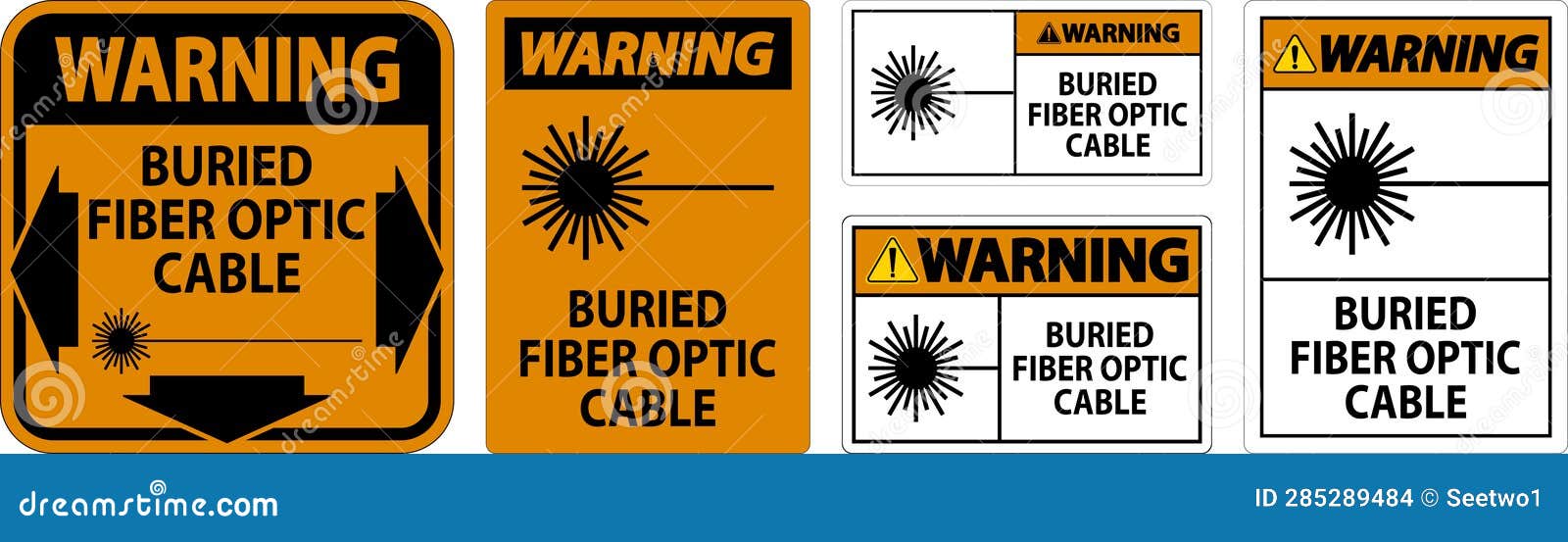 Warning Sign, Buried Fiber Optic Cable Stock Illustration ...