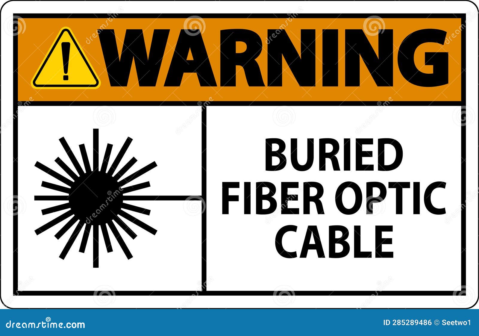 Warning Sign, Buried Fiber Optic Cable Stock Vector - Illustration of ...