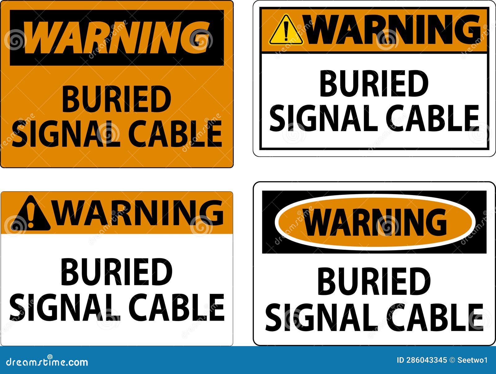 Warning Sign, Buried Signal Cable Sign Stock Vector - Illustration of ...