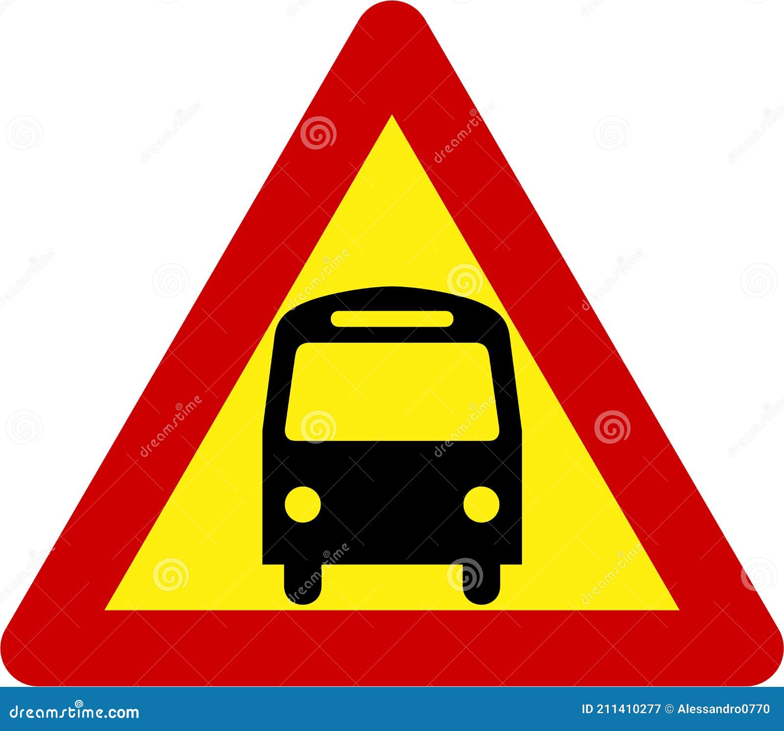 Warning sign with bus stock illustration. Illustration of danger ...