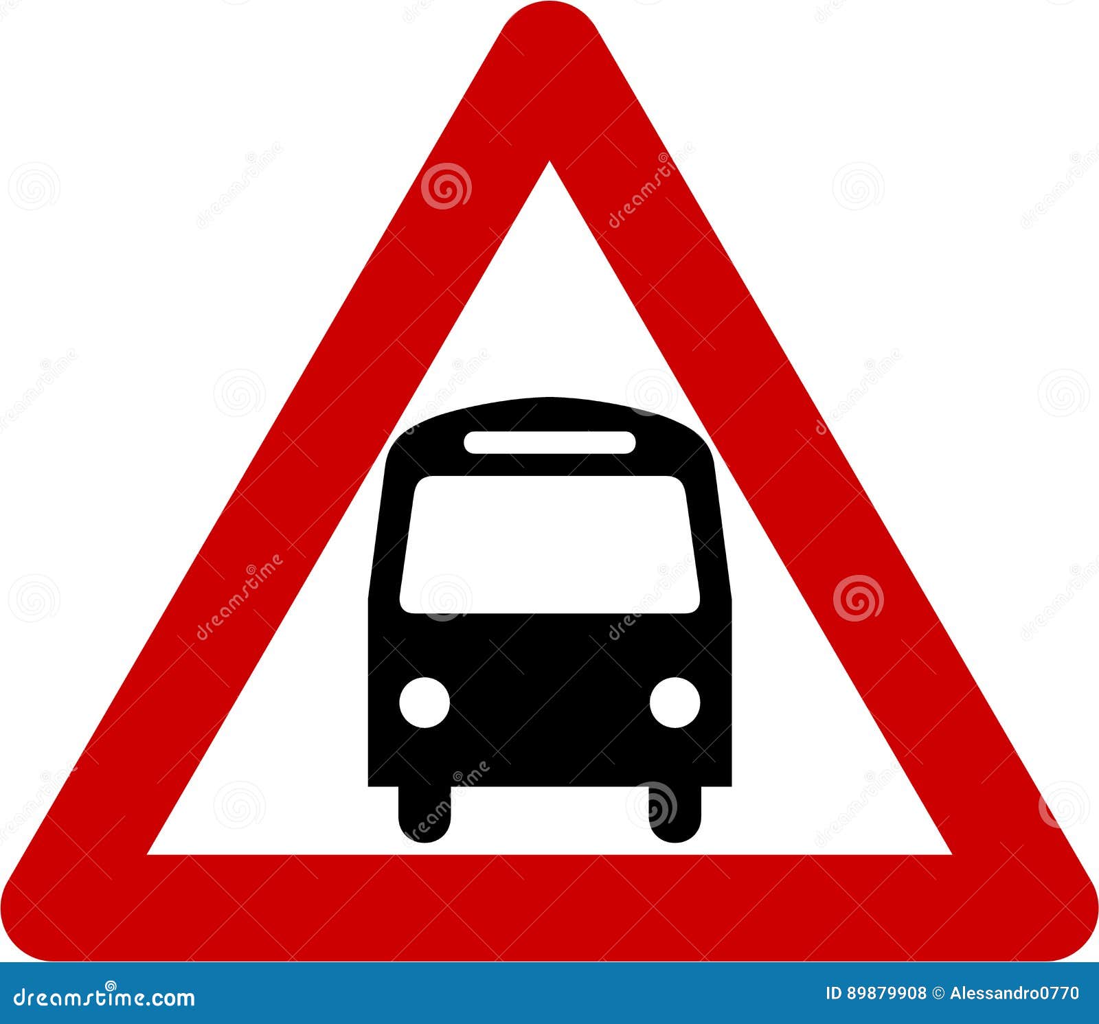 Warning sign with bus stock illustration. Illustration of icon - 89879908