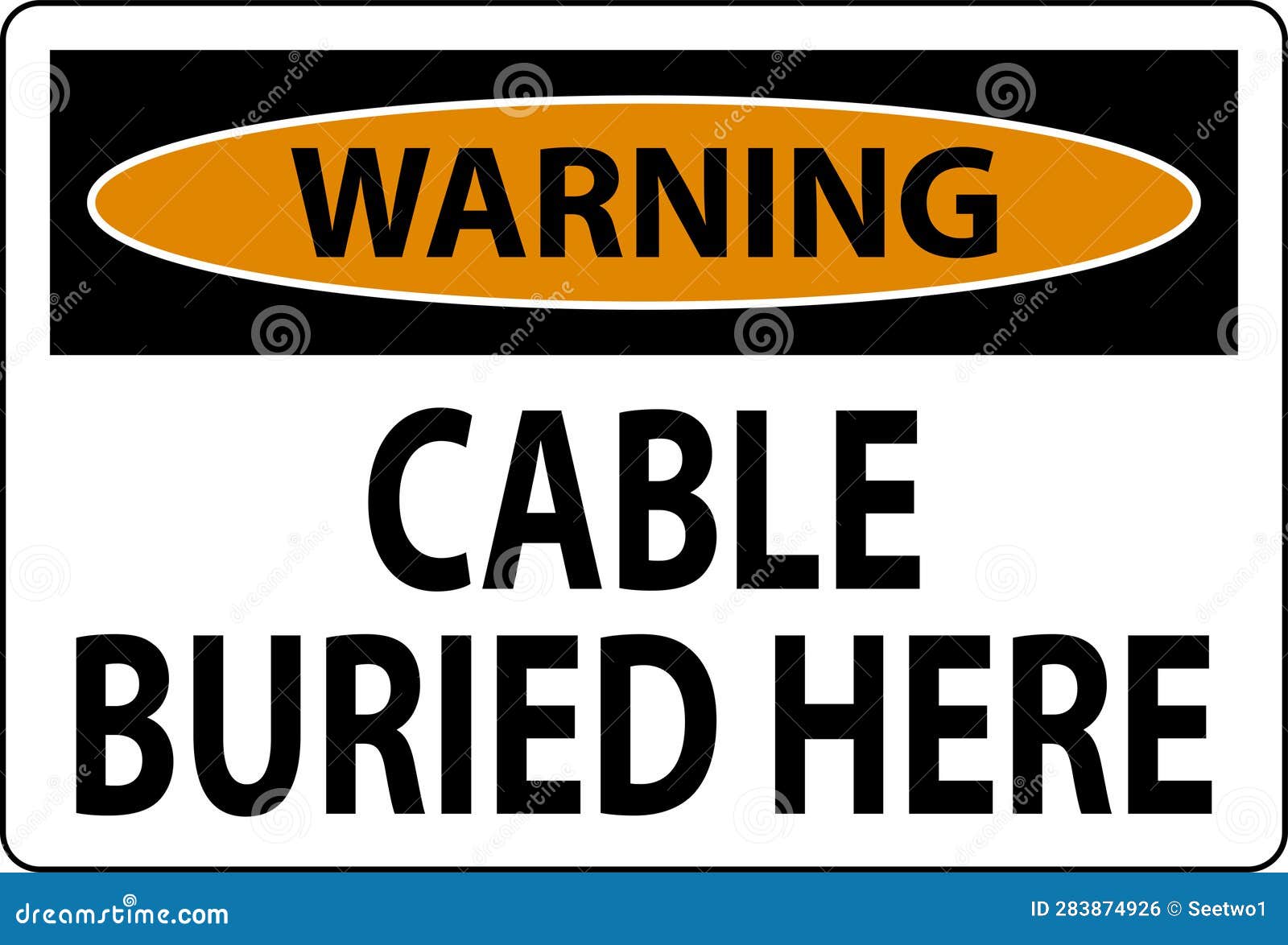 Warning Sign Cable Buried Here on White Bacground Stock Vector ...