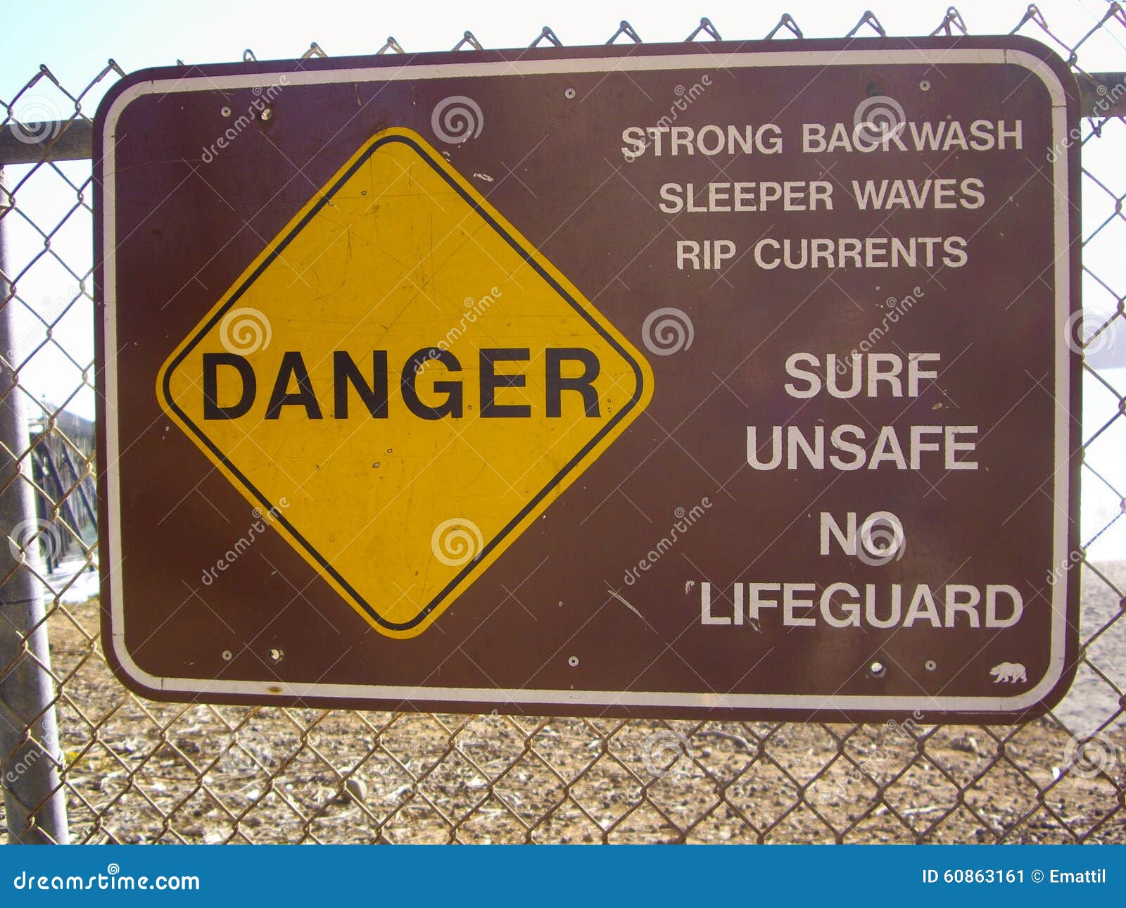 Warning Sign on California Beach Stock Image - Image of coast, warning ...