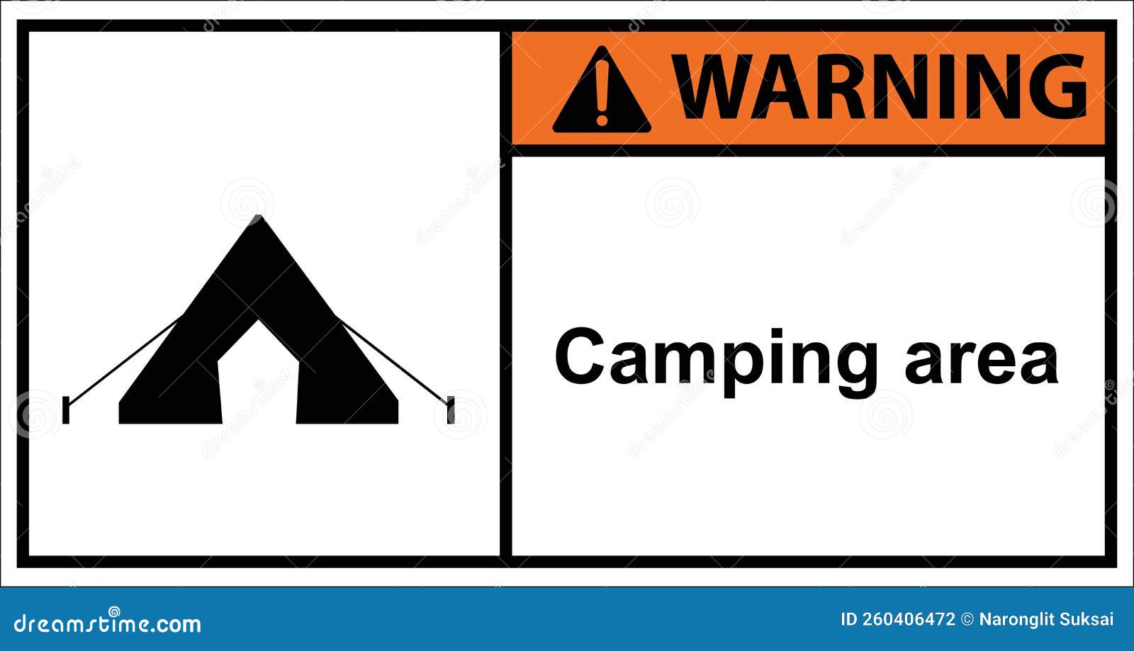 Warning Sign for Camping Camping Area.Sign Warning Stock Vector ...
