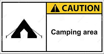 Warning Sign for Camping Camping Area.Sign Caution Stock Vector ...