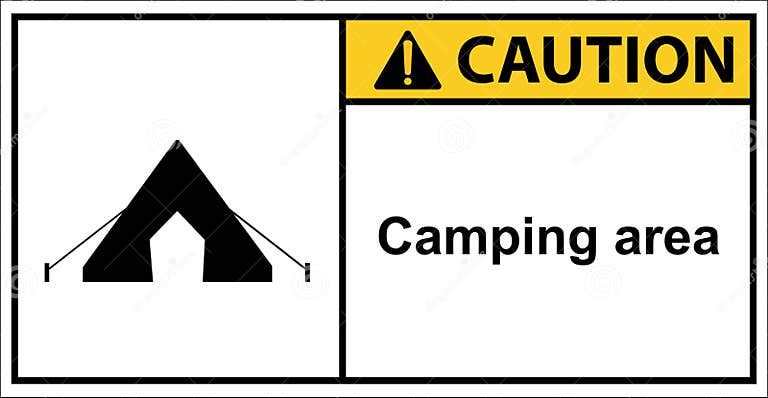 Warning Sign for Camping Camping Area.Sign Caution Stock Vector ...