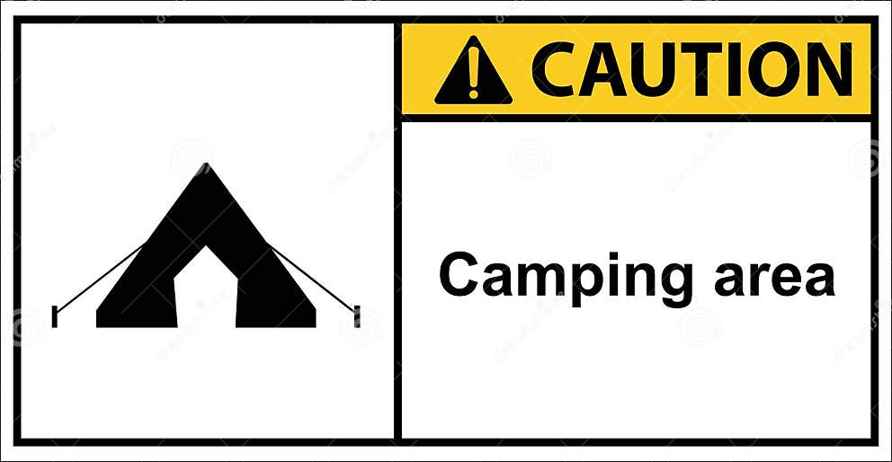 Warning Sign for Camping Camping Area.Sign Caution Stock Vector ...