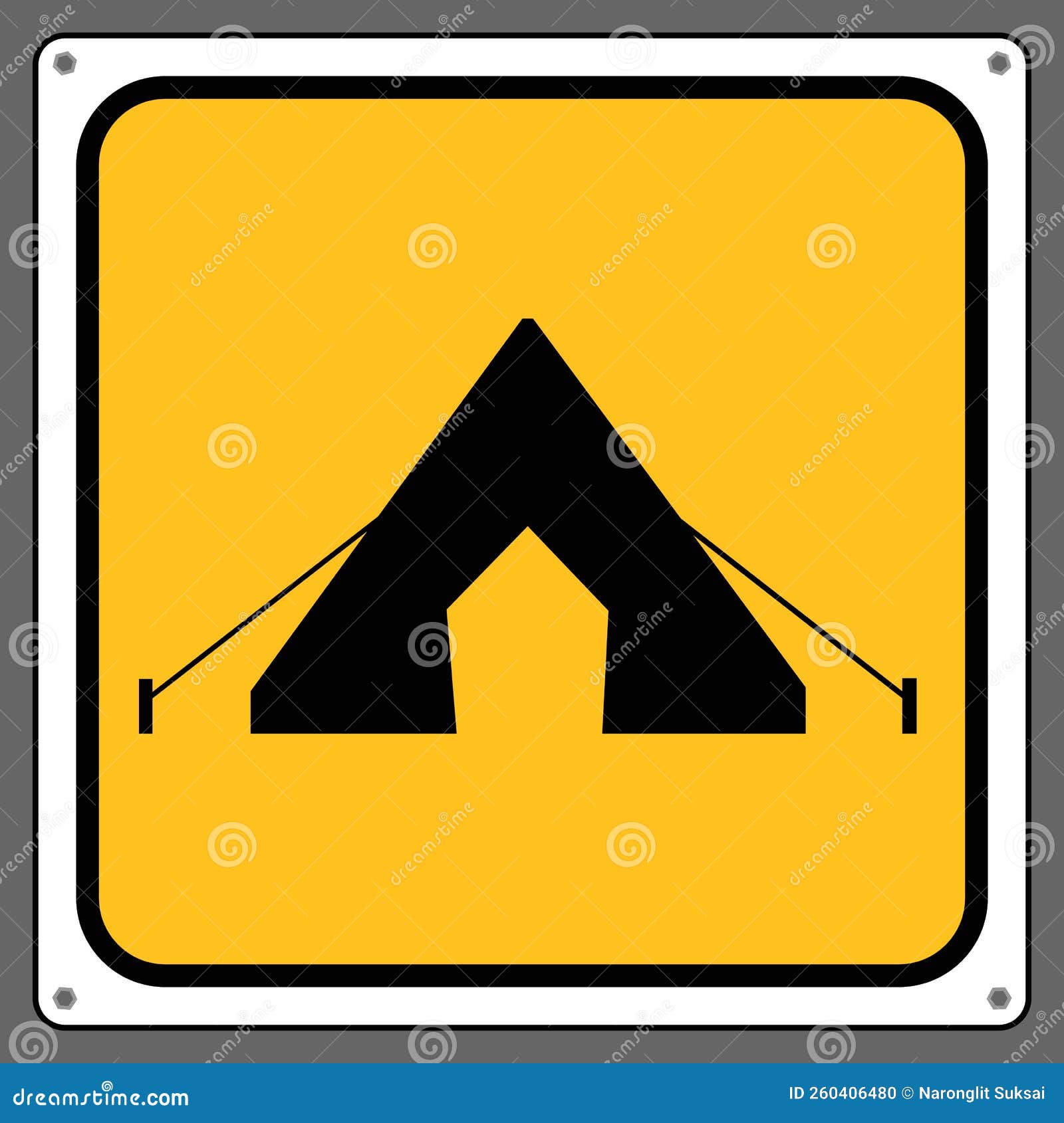 Warning Sign for Camping Camping Area.Sign Caution Stock Vector ...